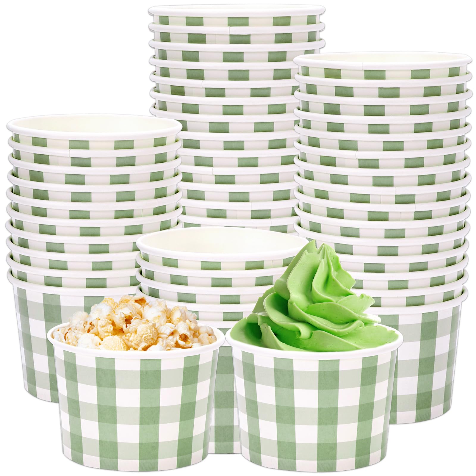 Amazon.com: Whaline 50Pcs Disposable Paper Cups Sage Green Plaid Treat ...