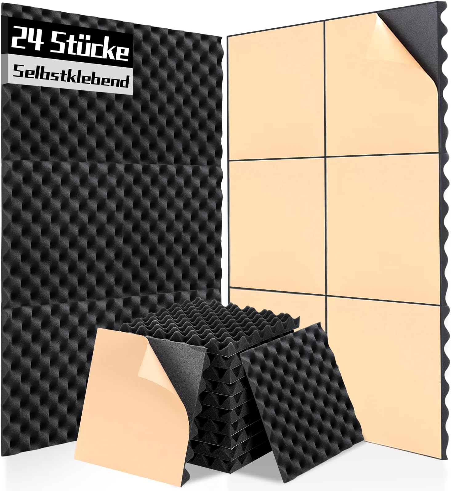 AUSLET 24 Stück Akustikschaumstoff, Schalldämmung Selbstklebend, 30 x ...