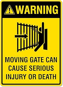 MUZUPUTS Warning Sign – Moving Gate Warning Signs Metal Tin Sign 8x12 ...