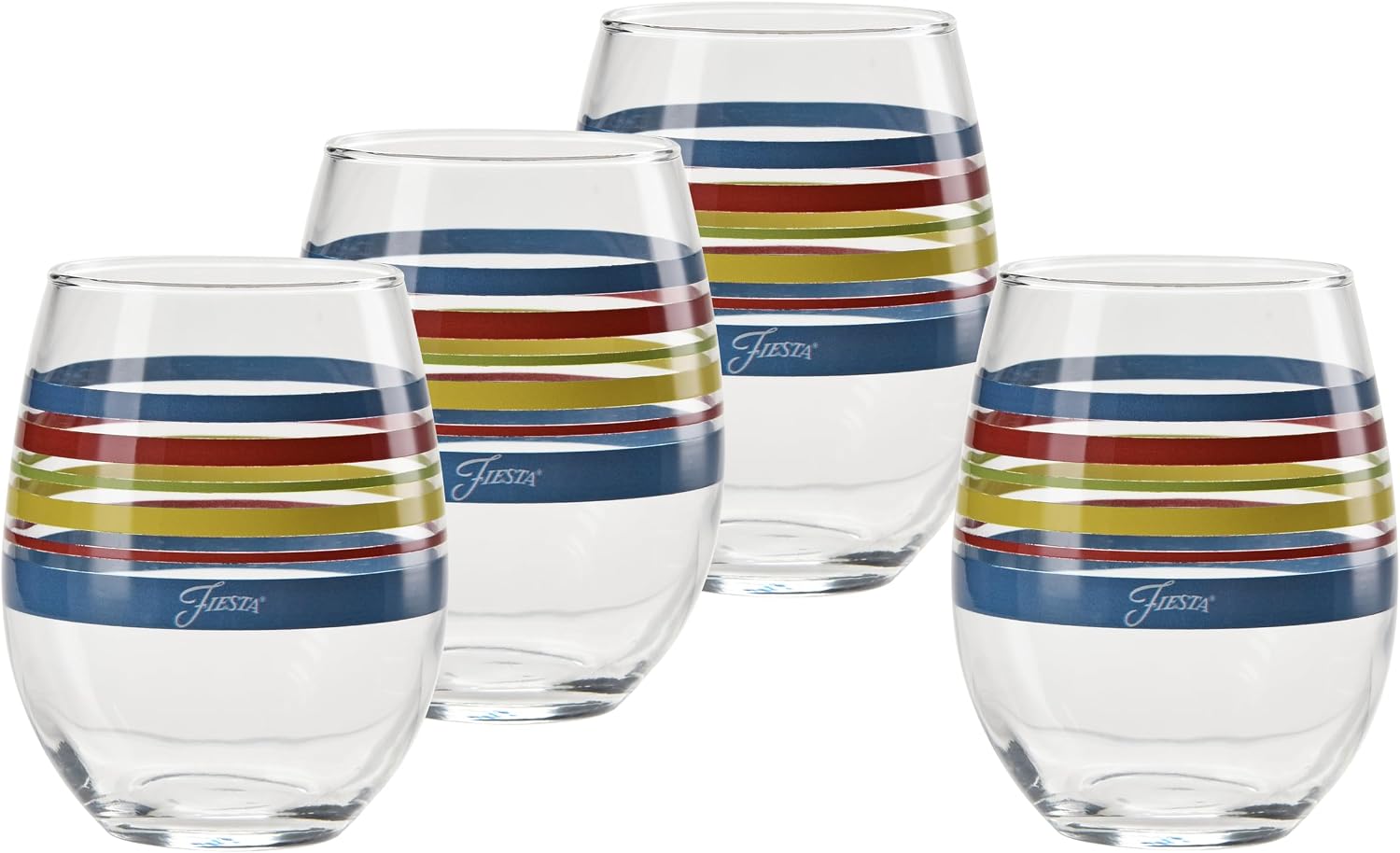 Officially Licensed Fiesta Stripes 15-Ounce Stemless Wine Glass (Set of ...