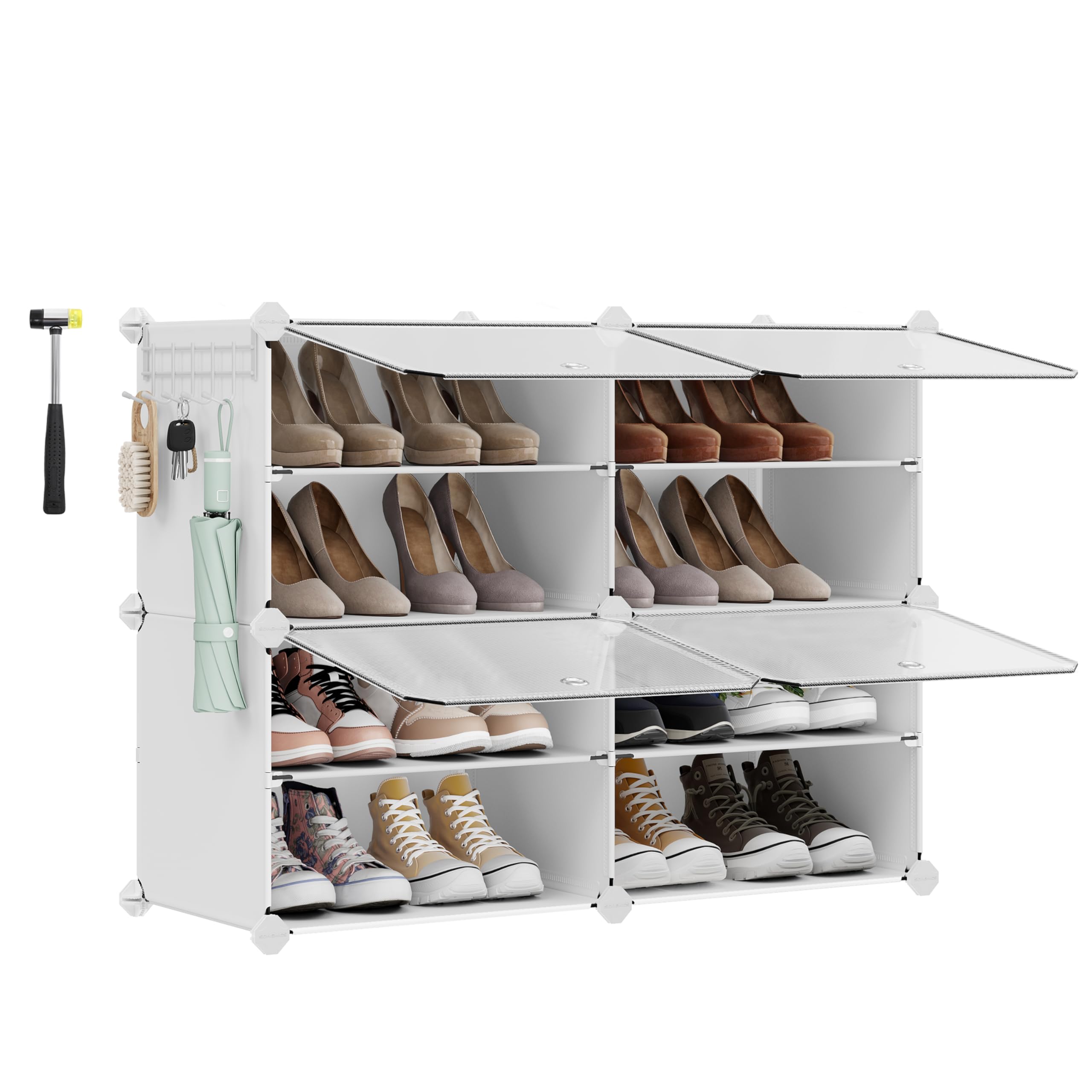 Amazon.com: SONGMICS Shoe Rack, 4 Cubes Shoe Organizer with Doors, 16 ...