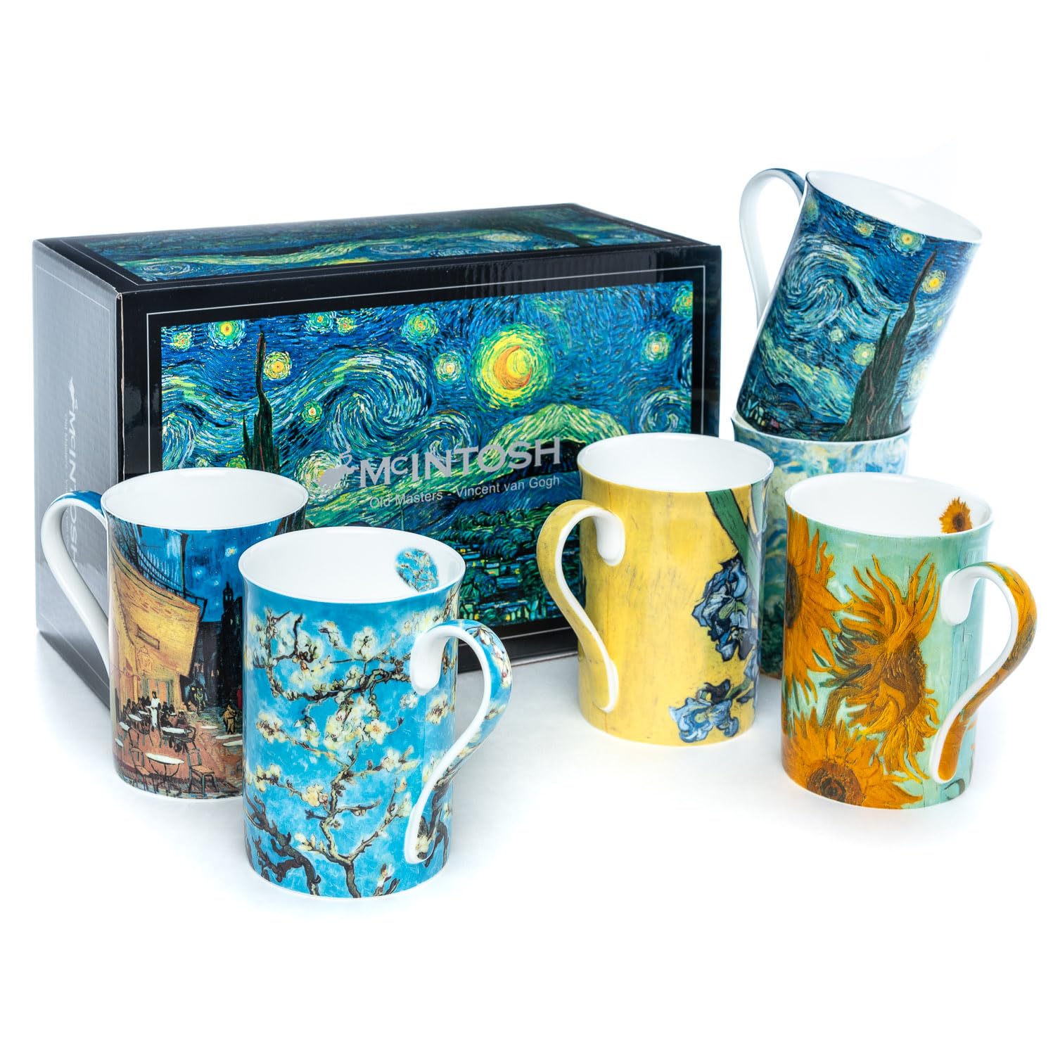 Amazon.com: McIntosh Van Gogh Set of 6 Fine Bone China Classico Mugs ...