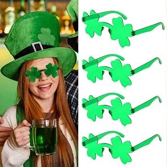 Amazon.com: IOHLNG 4PCS St. Patrick's Day Shamrock Sunglasses Irish ...