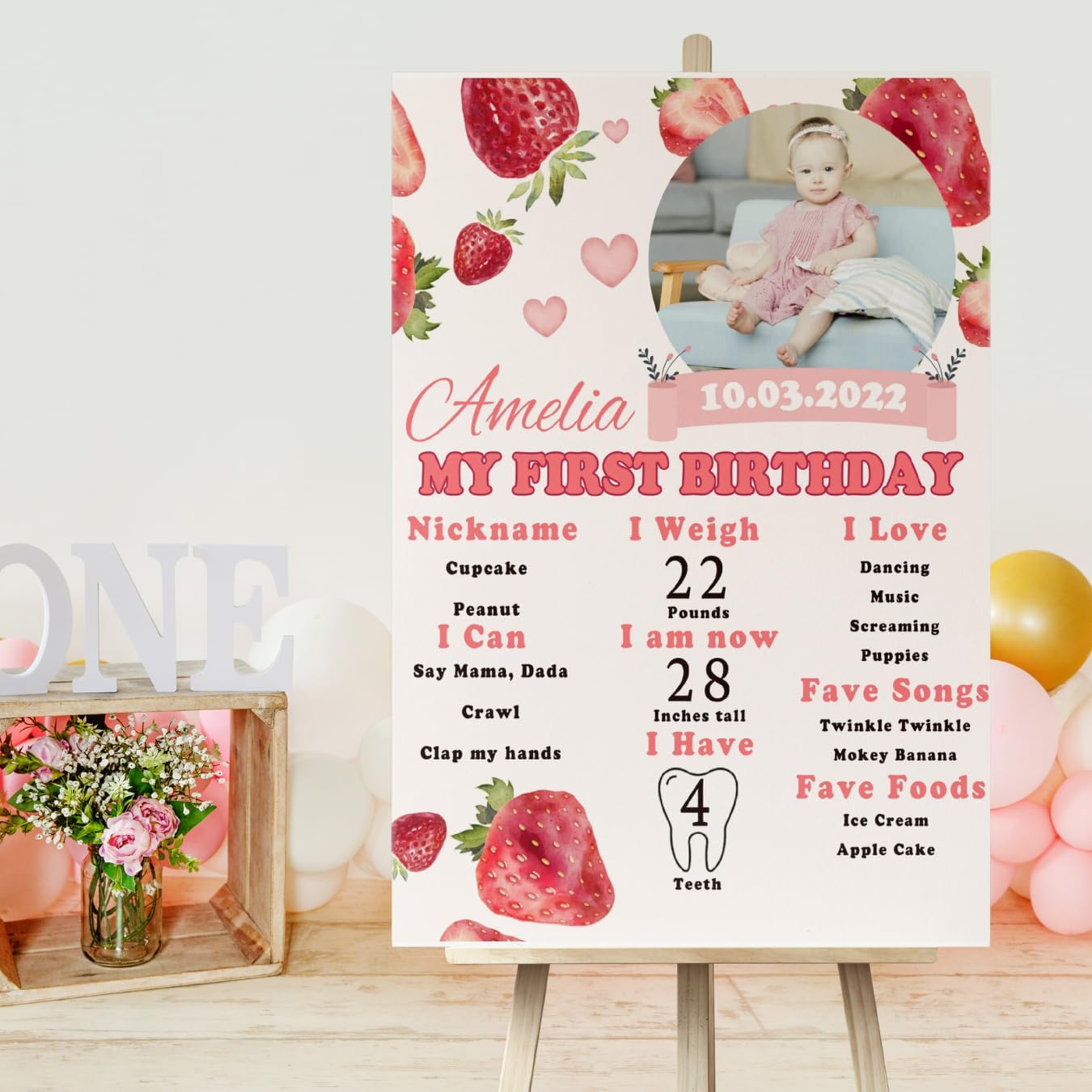 Amazon.com : First Birthday Yard Sign, Boy Girl Happy Birthday ...