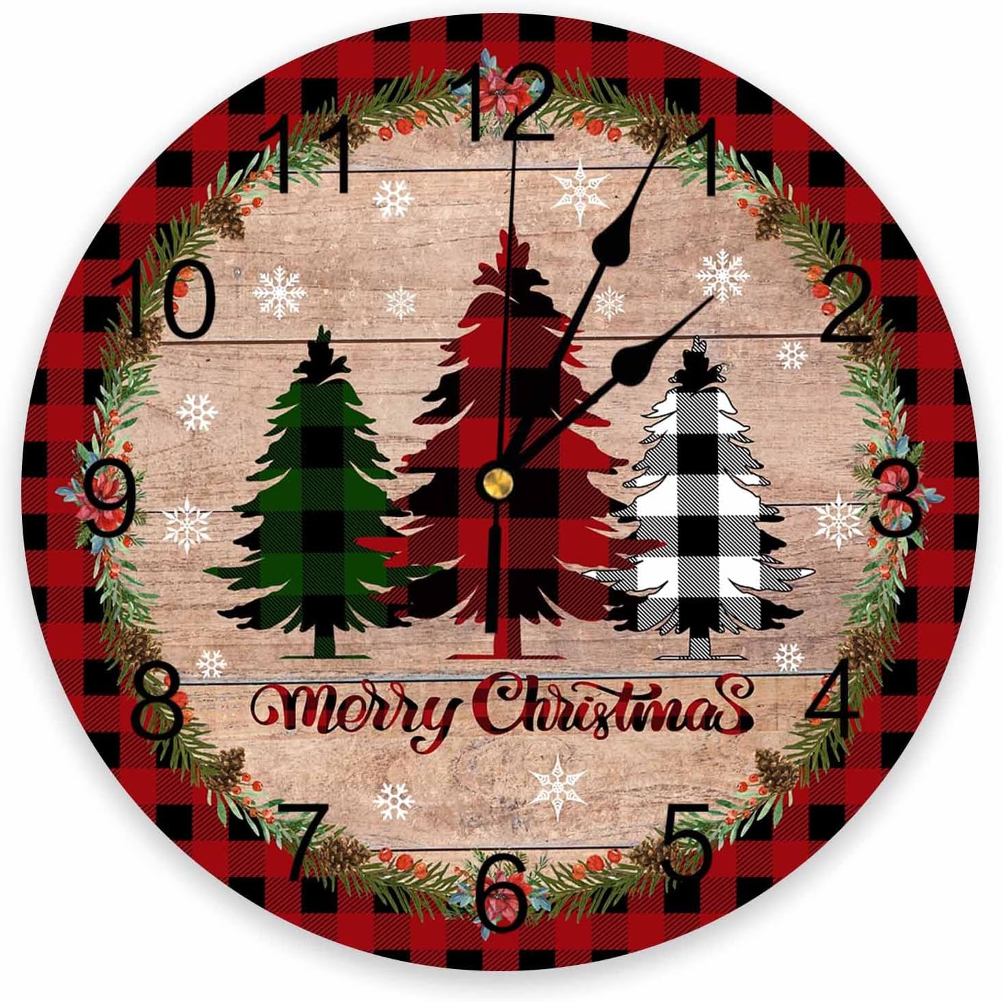 Amazon.com: CosyBright Christmas Silent PVC Wall Clock 10 Inch Red ...