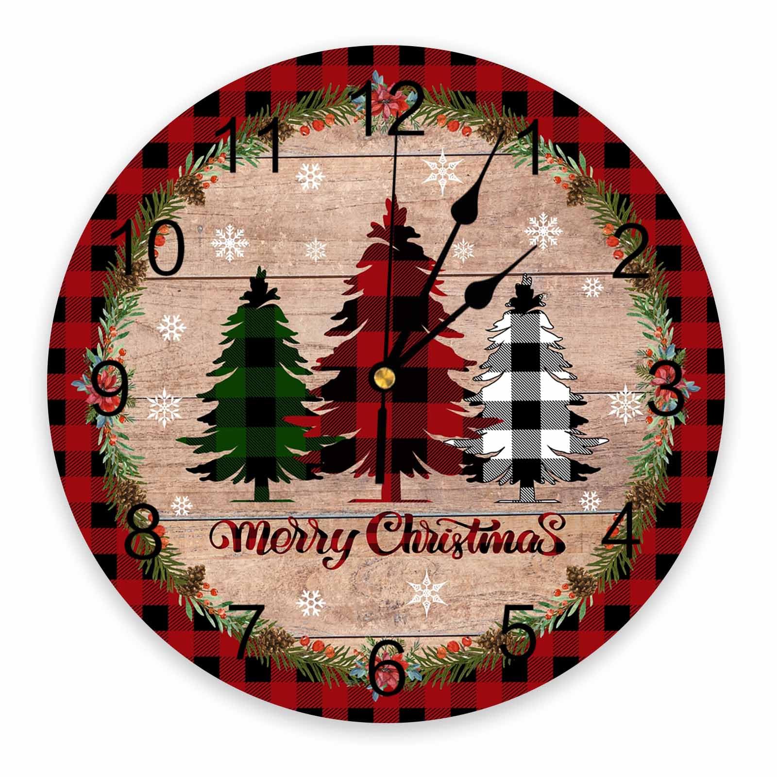 Amazon.com: CosyBright Christmas Silent PVC Wall Clock 10 Inch Red ...