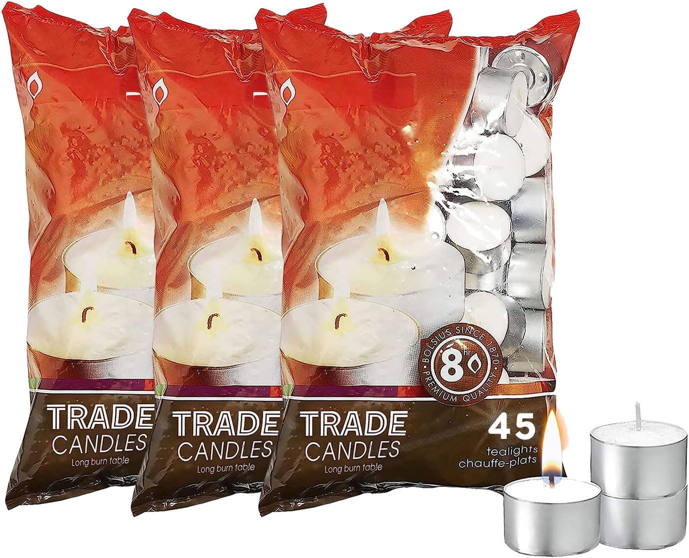 Trade Smokeless Tealight Candles-8 Hour Burning White Tealights ...