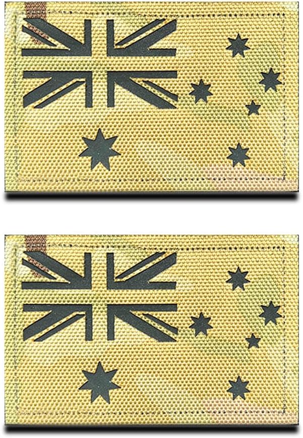 2 PCS Glow in Dark Australia Flag Patch Infrared IR Australian National ...