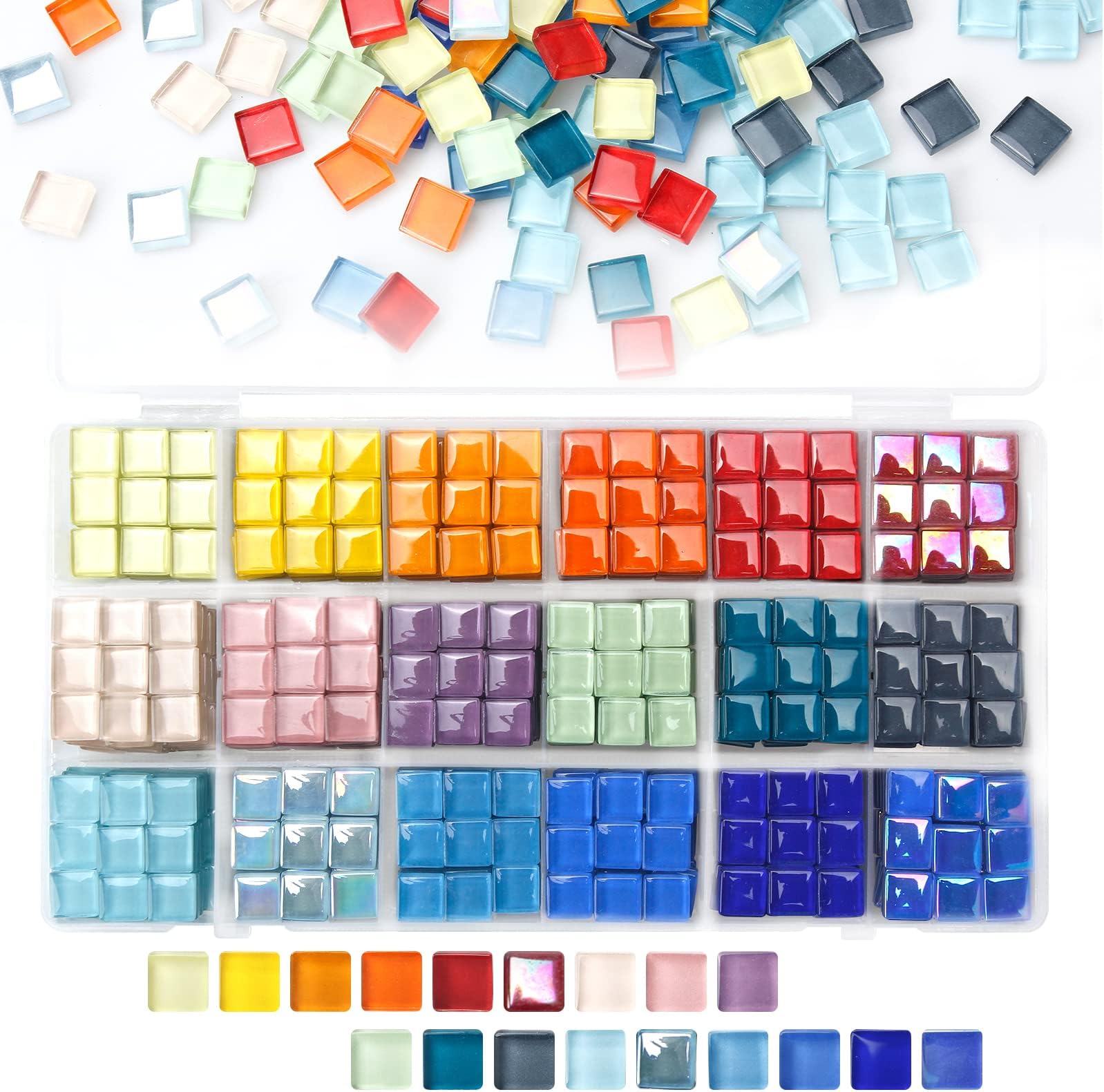 Amazon.com: 100 Pieces Bulk Mosaic Tiles Assorted Color Opaque Mosaic ...