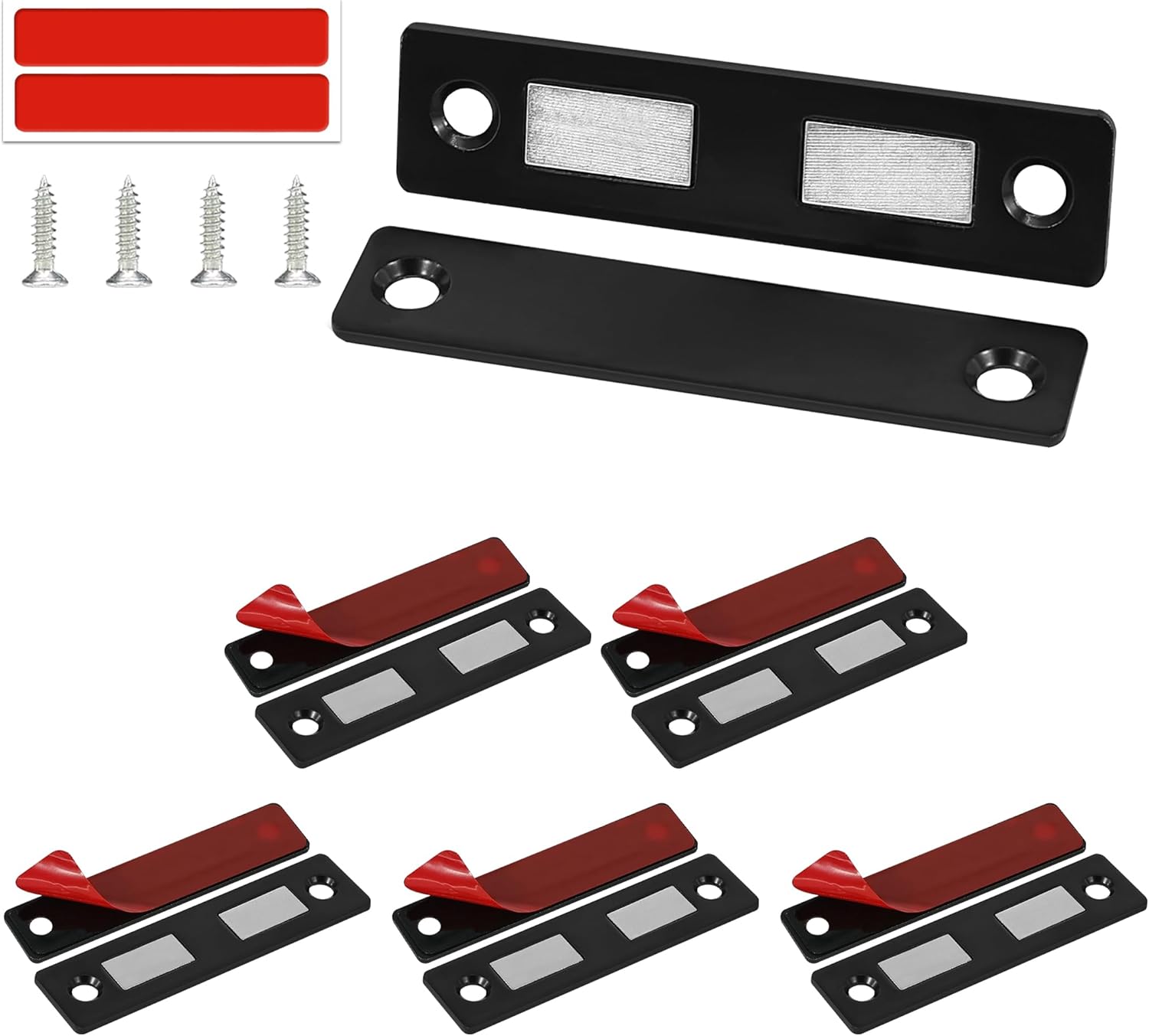 Redunest Cabinet Magnetic Catch, 6 Pack Black Long Ultra Thin Magnetic ...