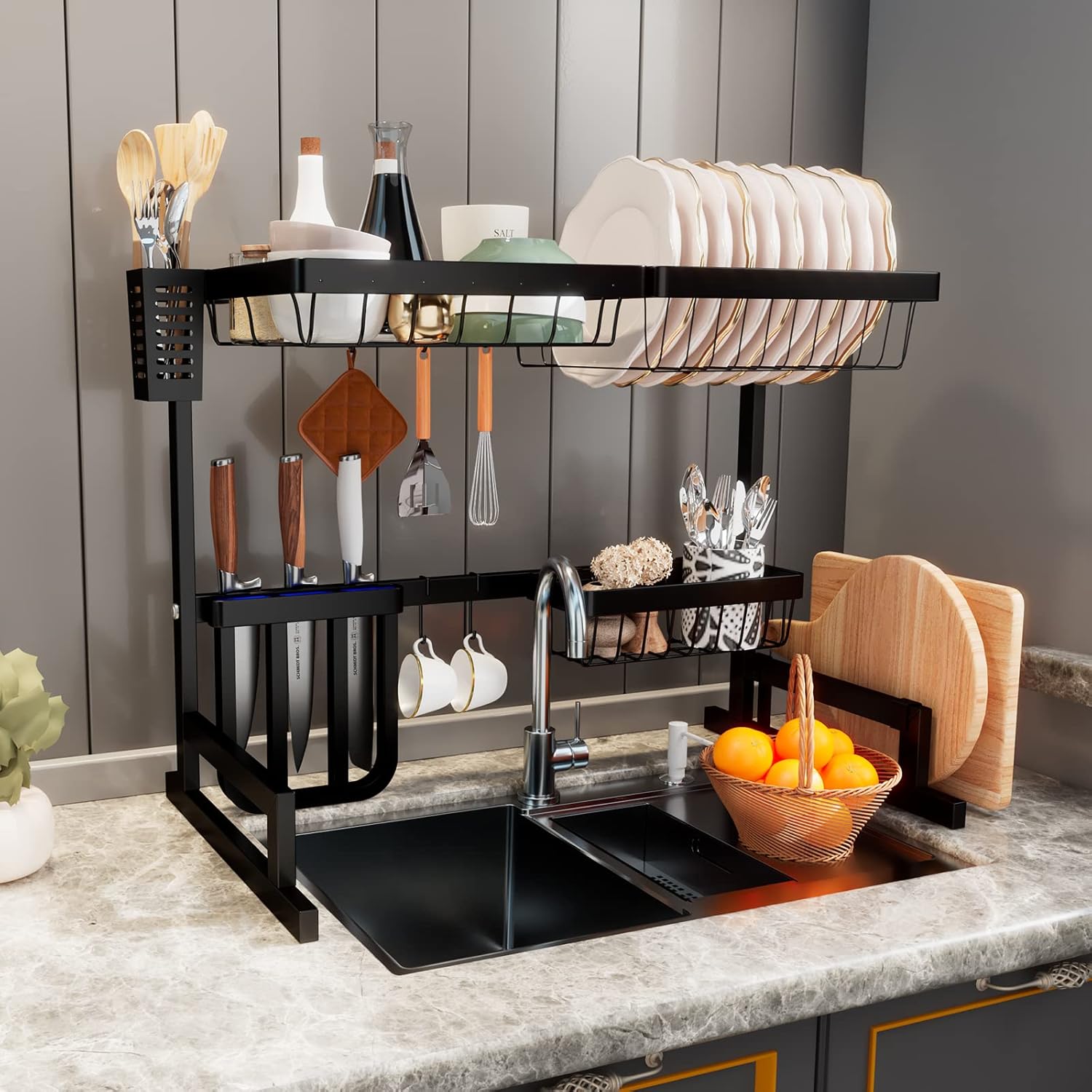 Amazon.com: Vipush Over The Sink Dish Drying Rack - Large Dish Drainer ...