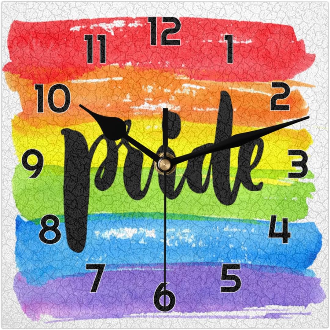 Amazon.com: DXTKWL Rainbow LGBT Pride Theme Wall Clock Silent Non ...