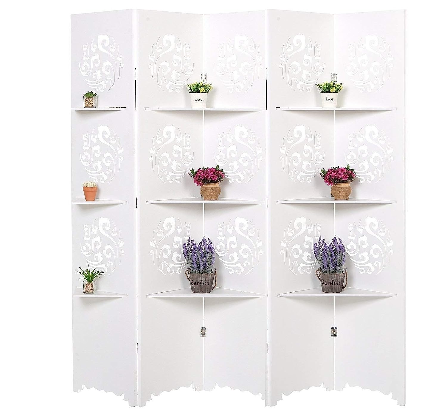 Shilpi Handicrafts White Room Divider Included Shelves Partition 7ft ...