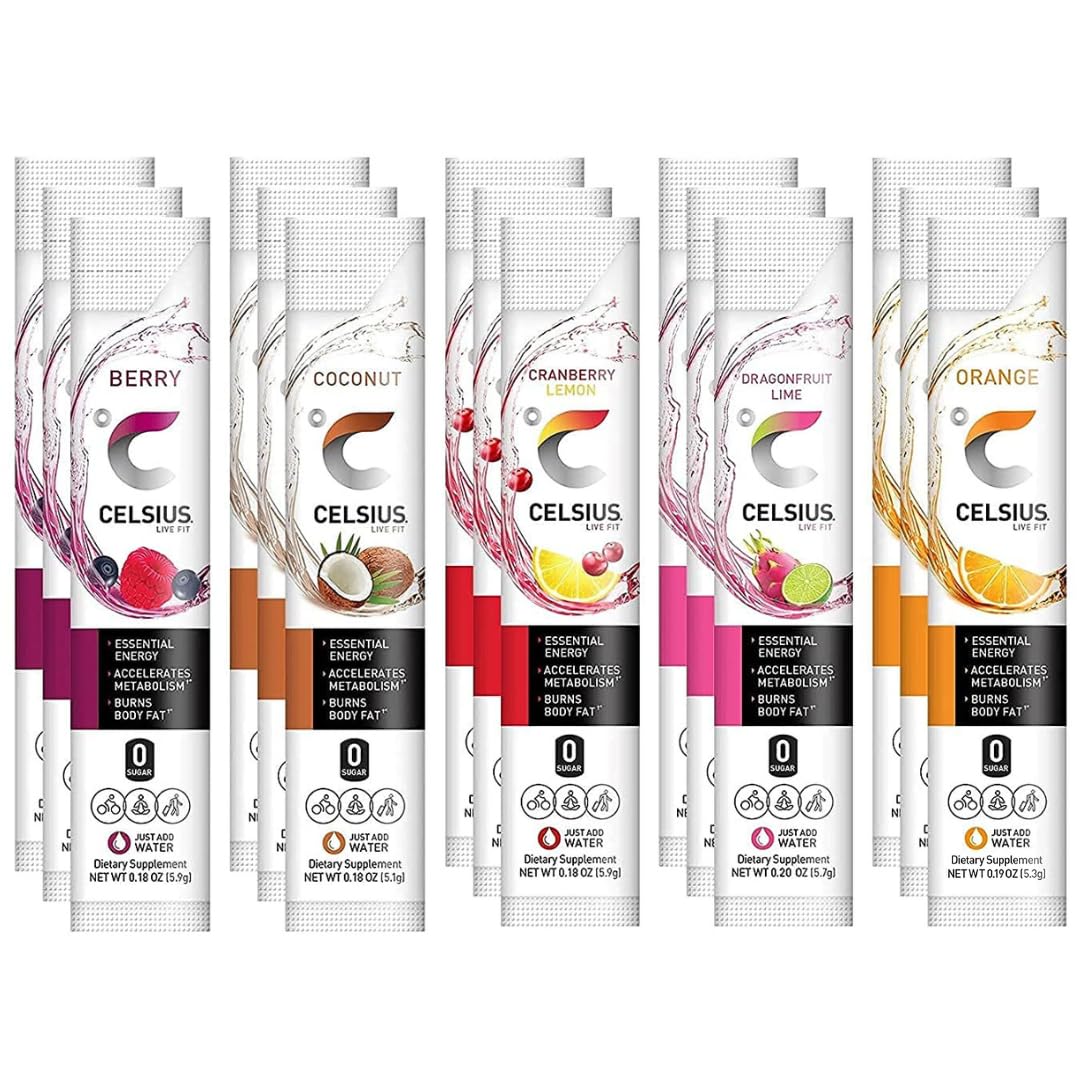Amazon.com : Celsius On-The-Go Powder Sticks Assorted Variety Pack 0.18 ...