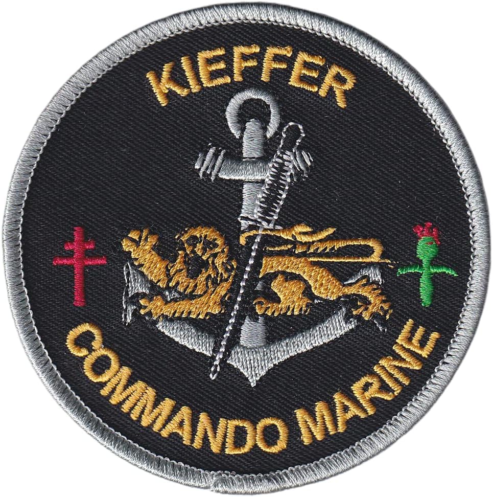 D505 - Ecusson Patch Brodé Thermocollant - Diamètre 8 cm - Commando Marine Kieffer Force ...