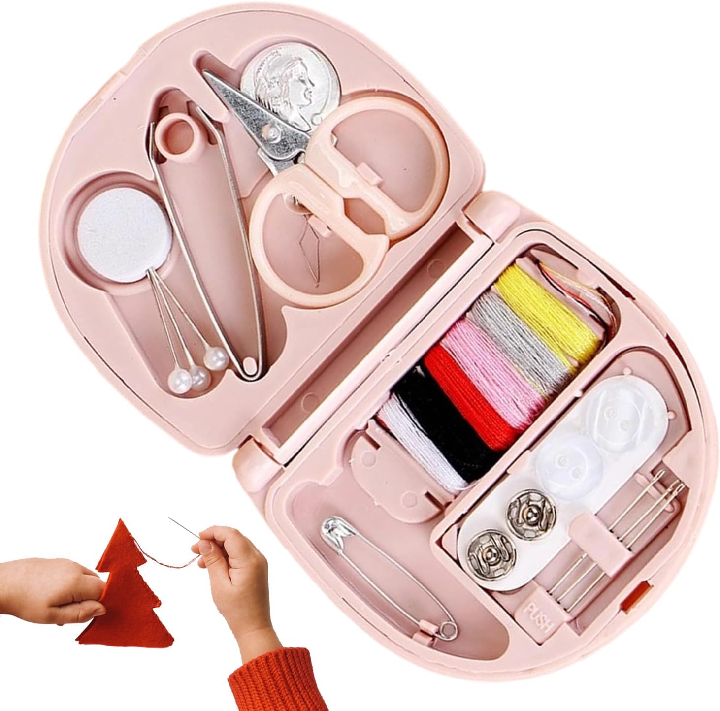Mini Sewing Kit Portable Needle & Thread Set, Compact Sewing Box with ...