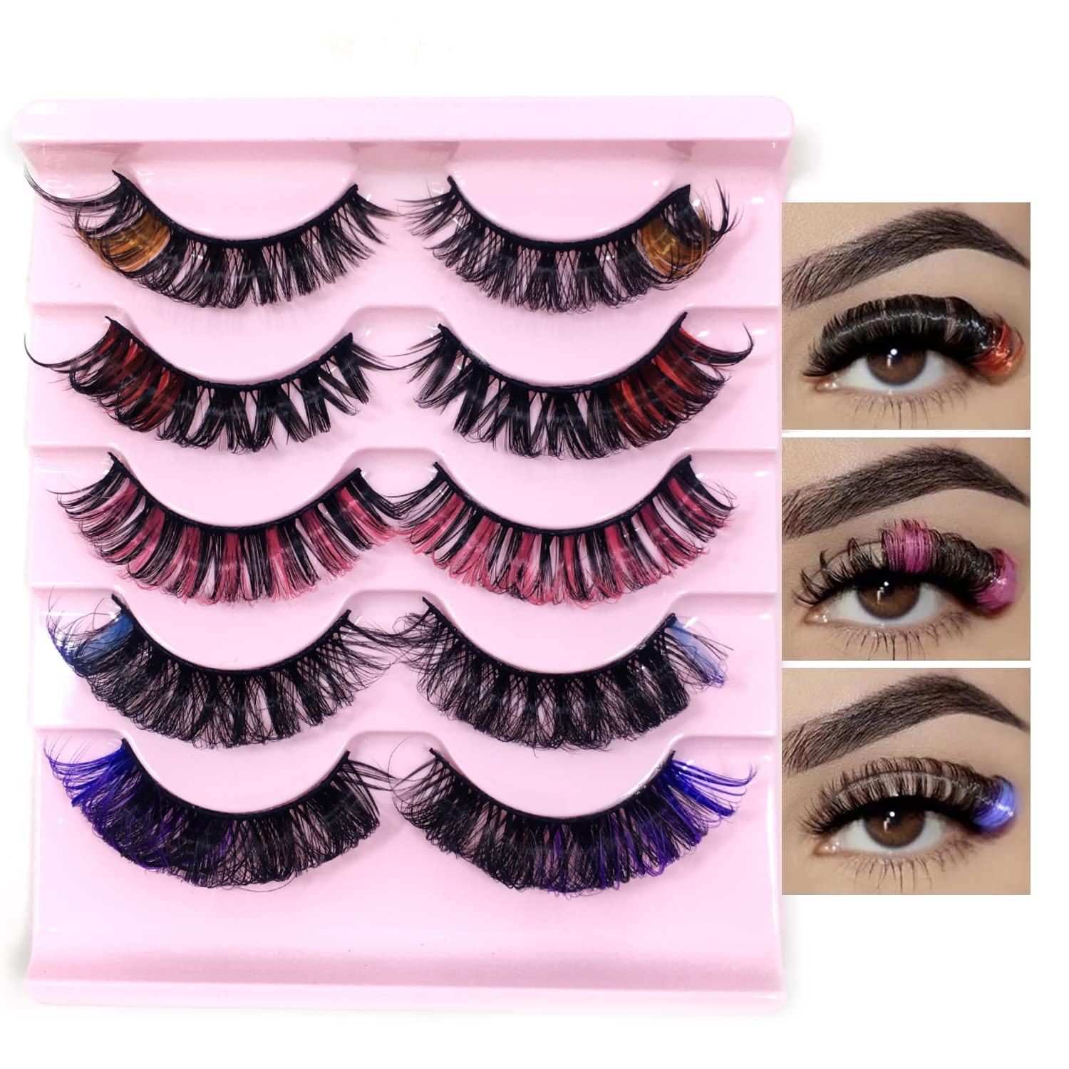 Amazon.com: Russian Strip Lashes with Colored Extension,False Eyelashes ...
