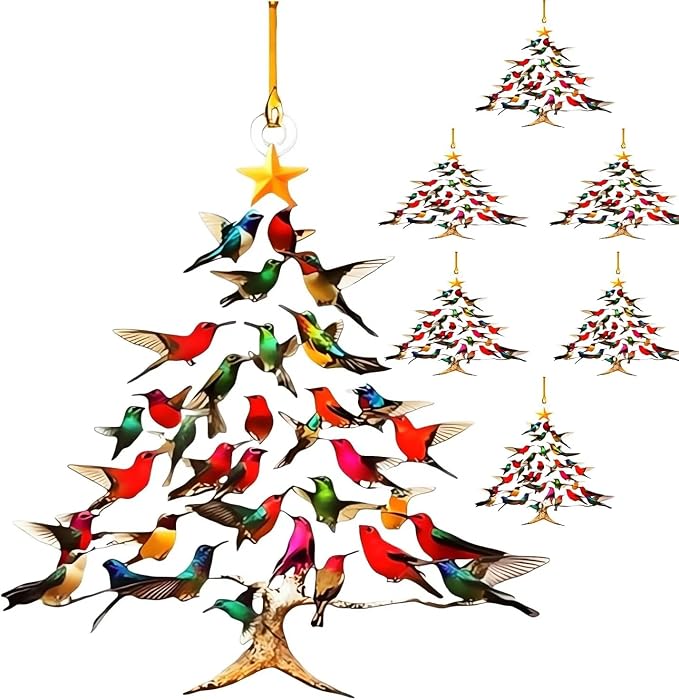 Amazon.com: 5PC Hummingbird Christmas Ornament, Colorful Hummingbirds ...