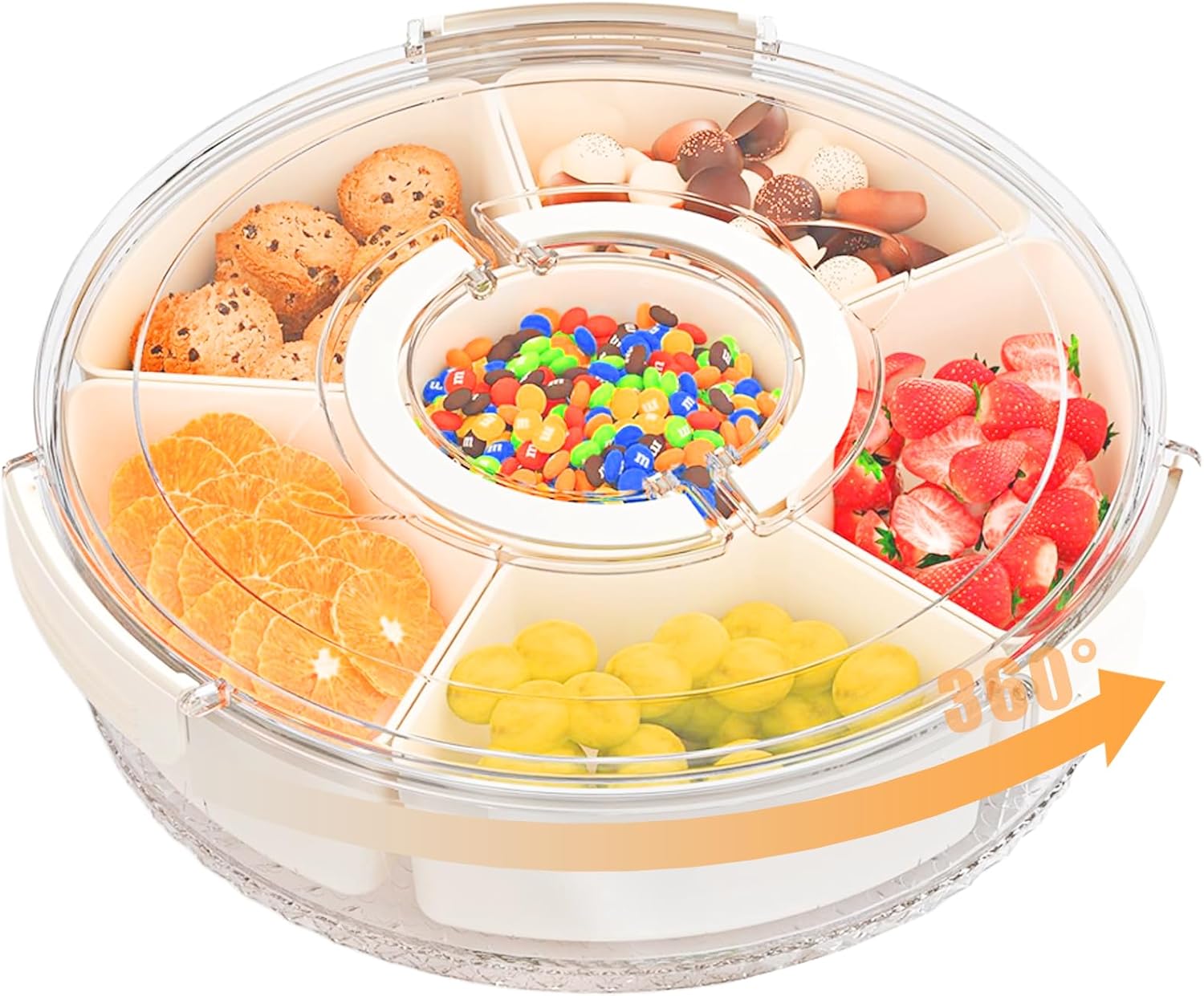 Amazon.com: Divided Serving Tray with Lid and Handle, Large Snack ...