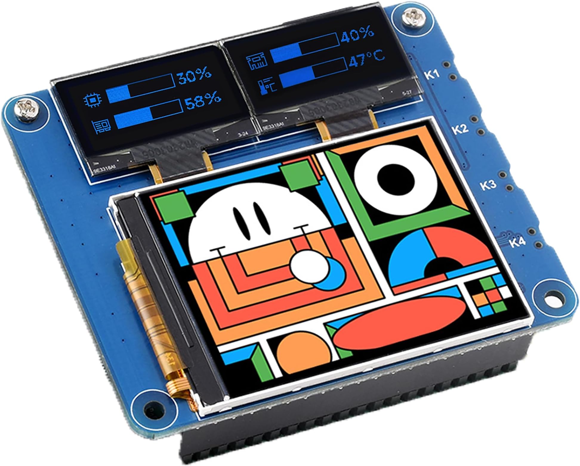 Amazon.com: Waveshare Triple OLEDs/LCD HAT for Raspberry Pi 5/4B/3B+/3B/Zero W/Zero 2W, Onboard ...