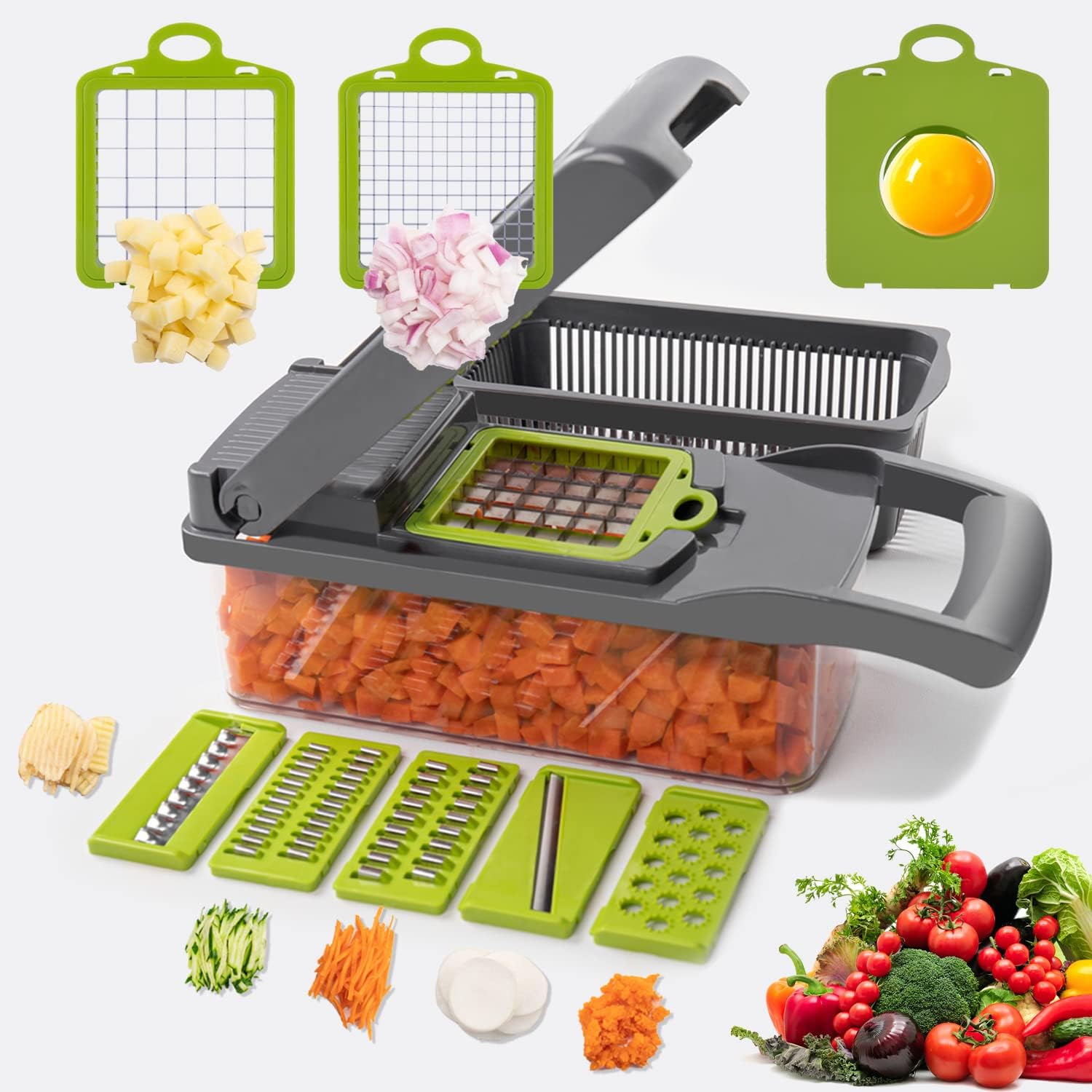 Amazon.com: Kitchen Vegetable Chopper Onion Chopper Including 7 Blades ...