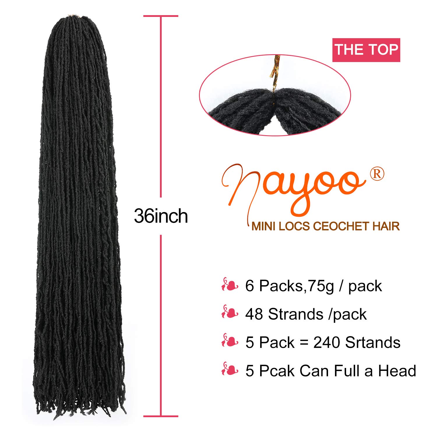 Buy 5 Packs New Locs Crochet Hair 36inch Straight Goddess Locs Crochet ...