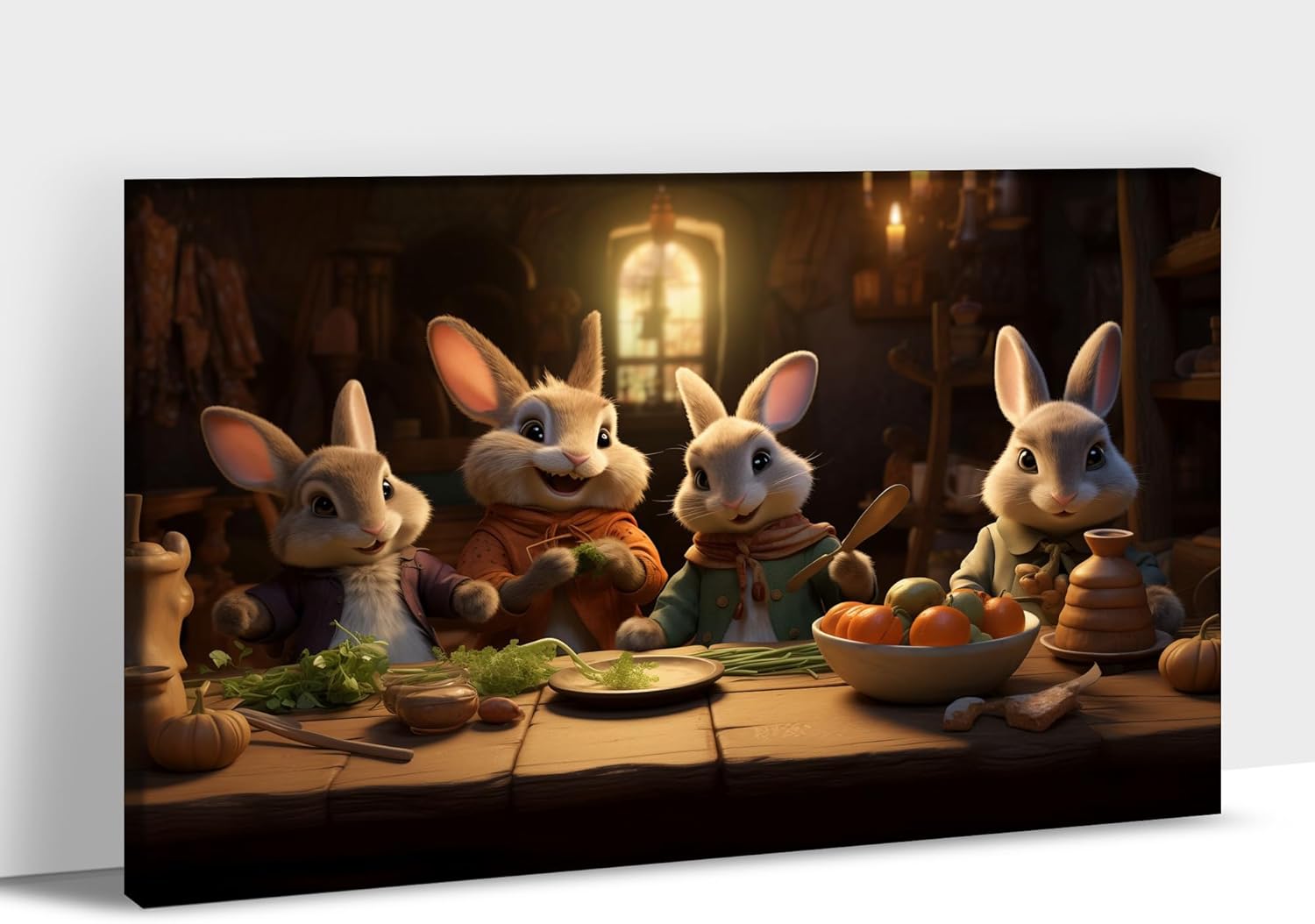 Amazon.com: Hzddty Rabbit Kitchen Canvas Wall Art, Funny Rabbit Cooking ...