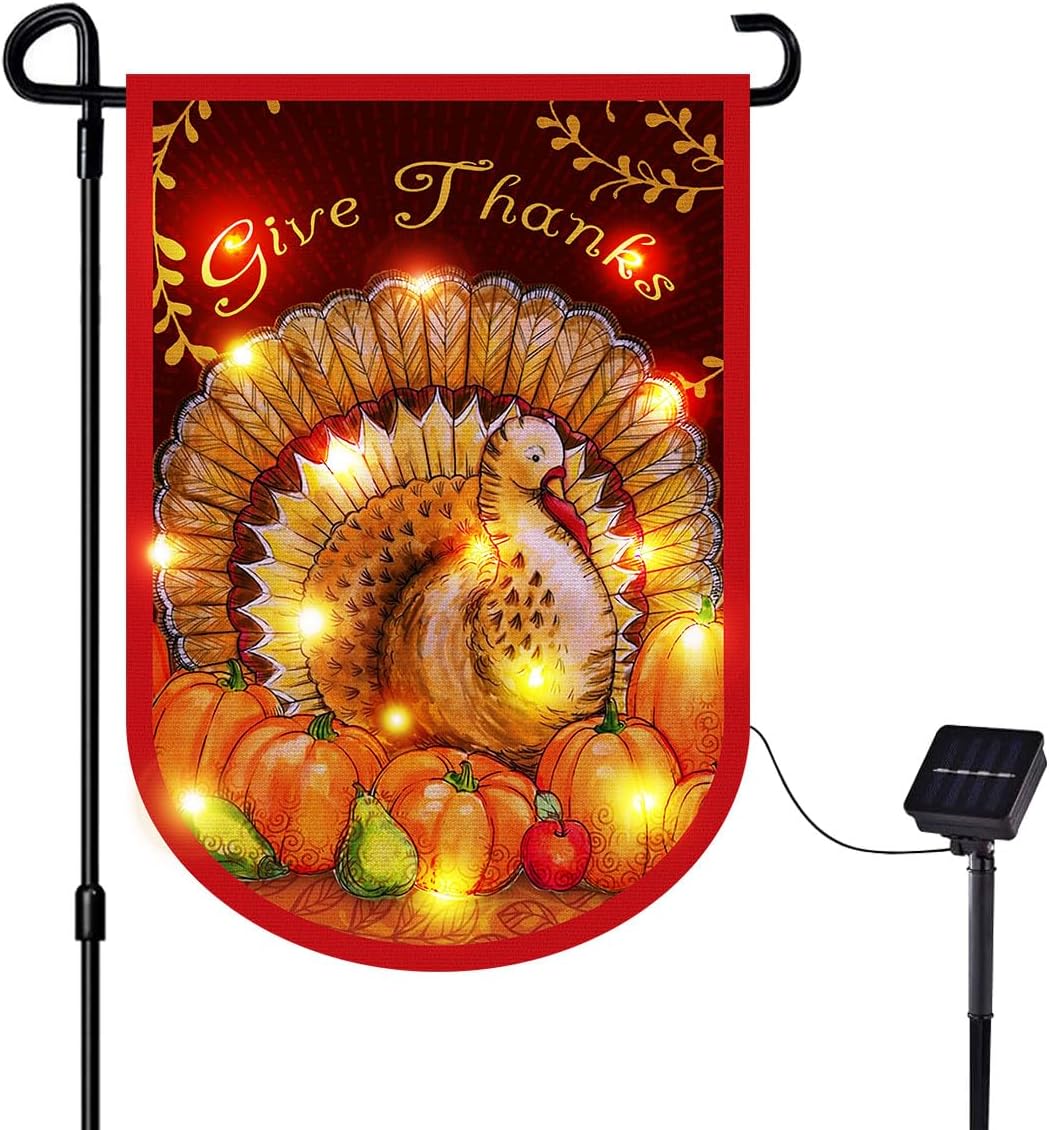 Amazon.com : Thanksgiving Garden 8 Lighting Modes LED Flag Thanksgiving ...
