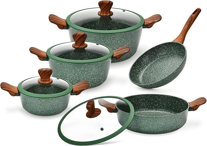 Fissman Aluminium Cookware Set 9 Pcs Non-Stick Coating, Cooking Set ...