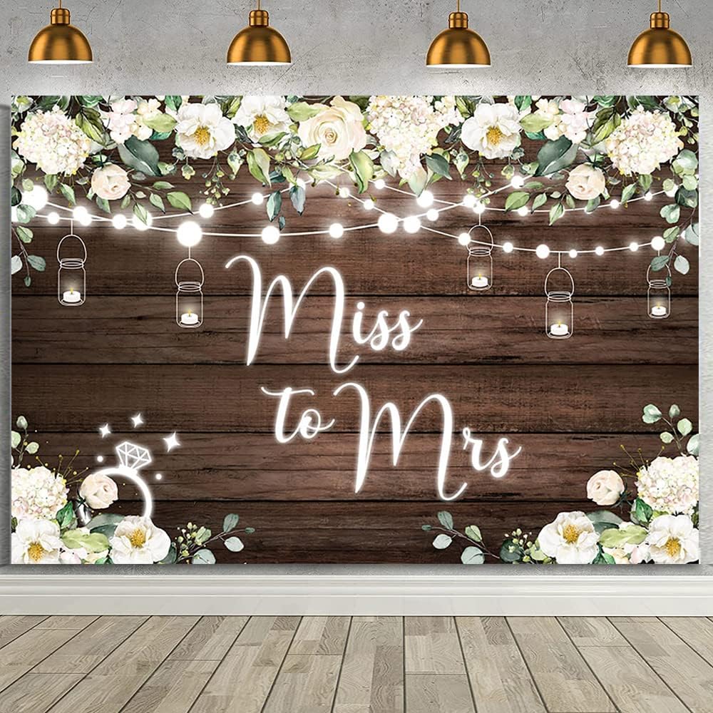 Amazon.com : Sensfun Miss to Mrs Bridal Shower Backdrop Rustic White ...