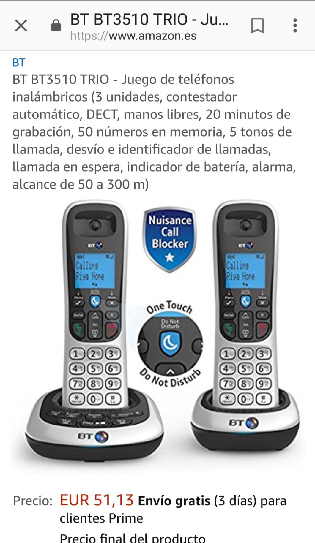 BT 3510 Twin Digital Cordless Phone Answer Machine, [Importado de UK ...