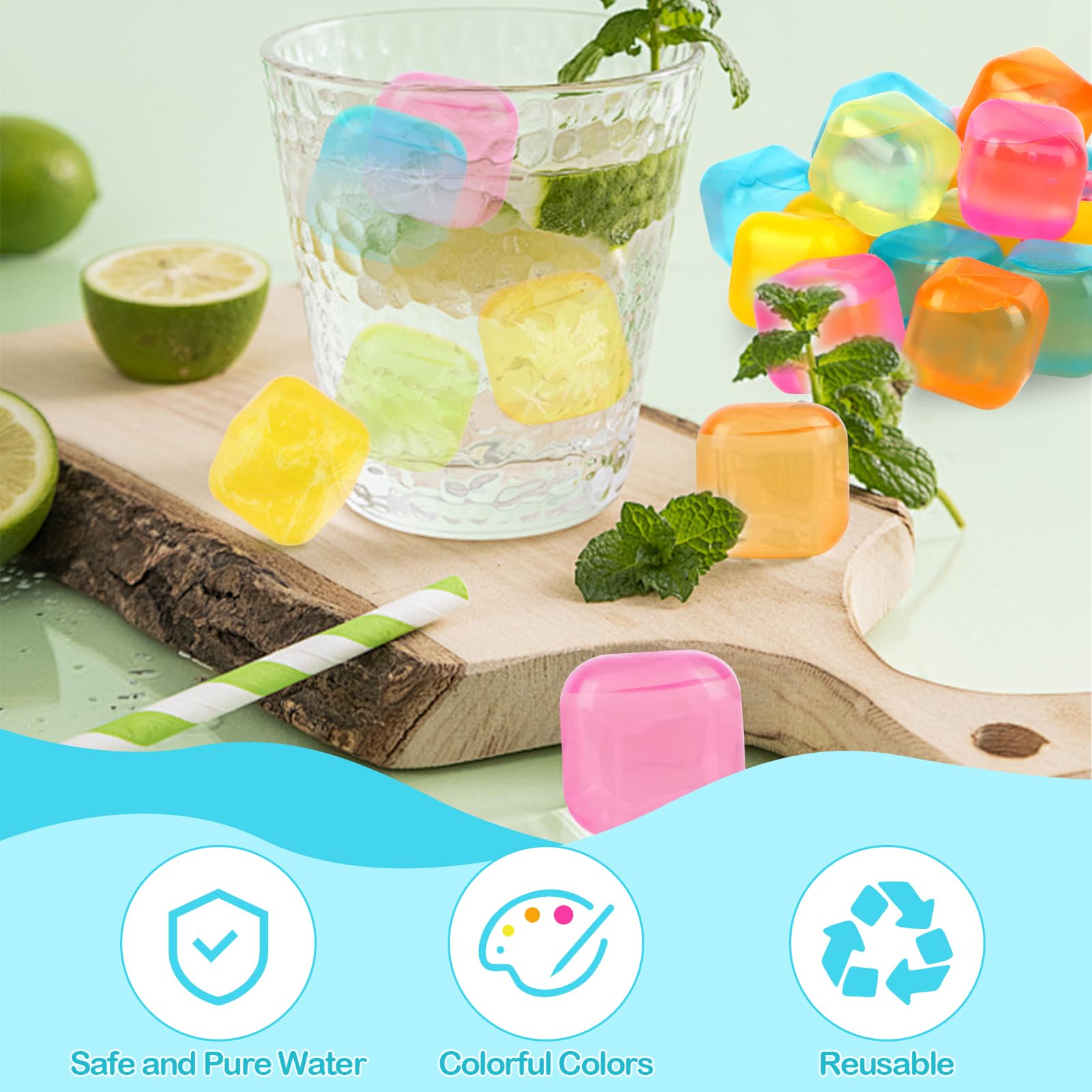 Reusable Plastic Ice Cubes 15 Piece Set Freezable Fruit Shape Reusable