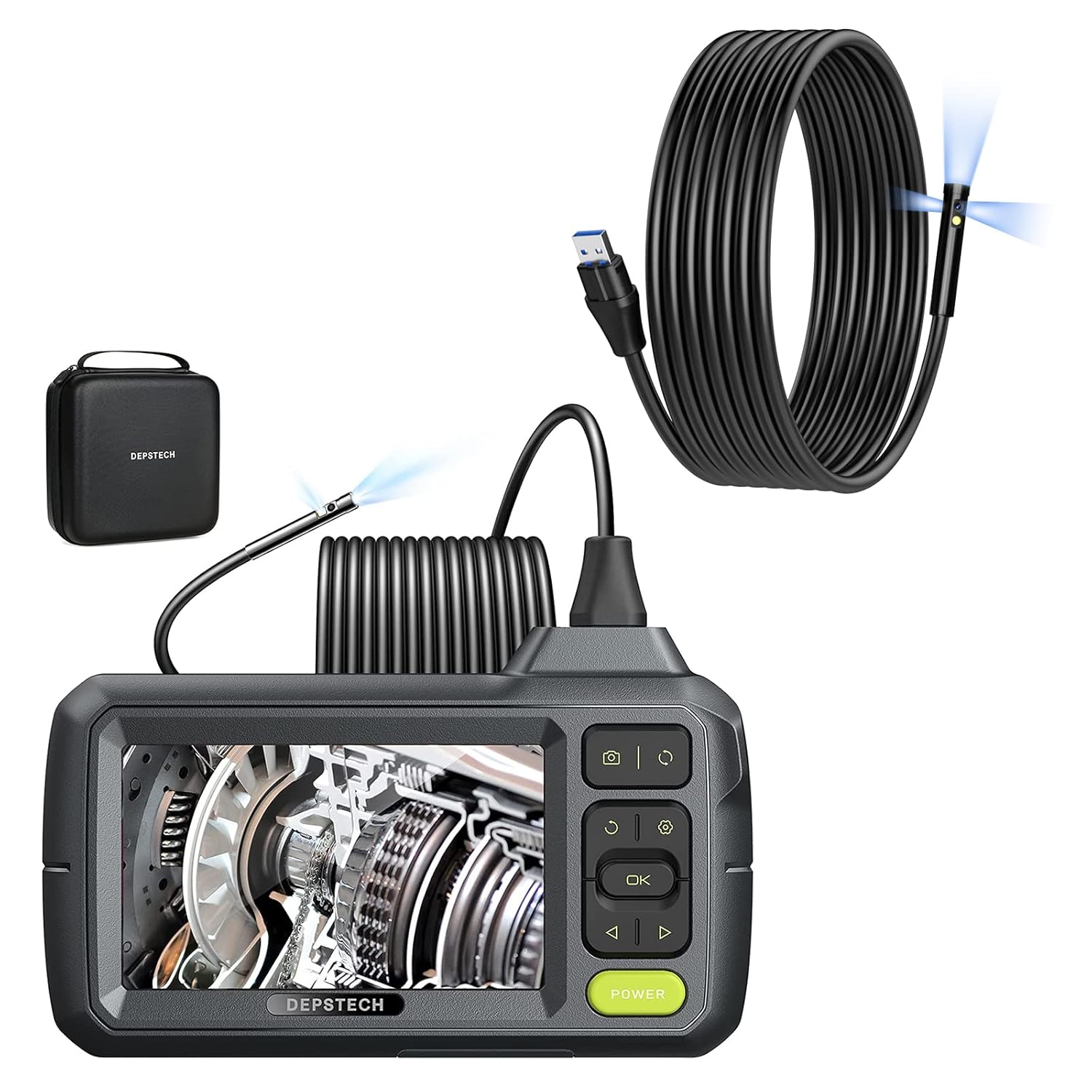 Dual Lens Borescope DS380 with Replacement 3 Cameras Inspection Cable ...