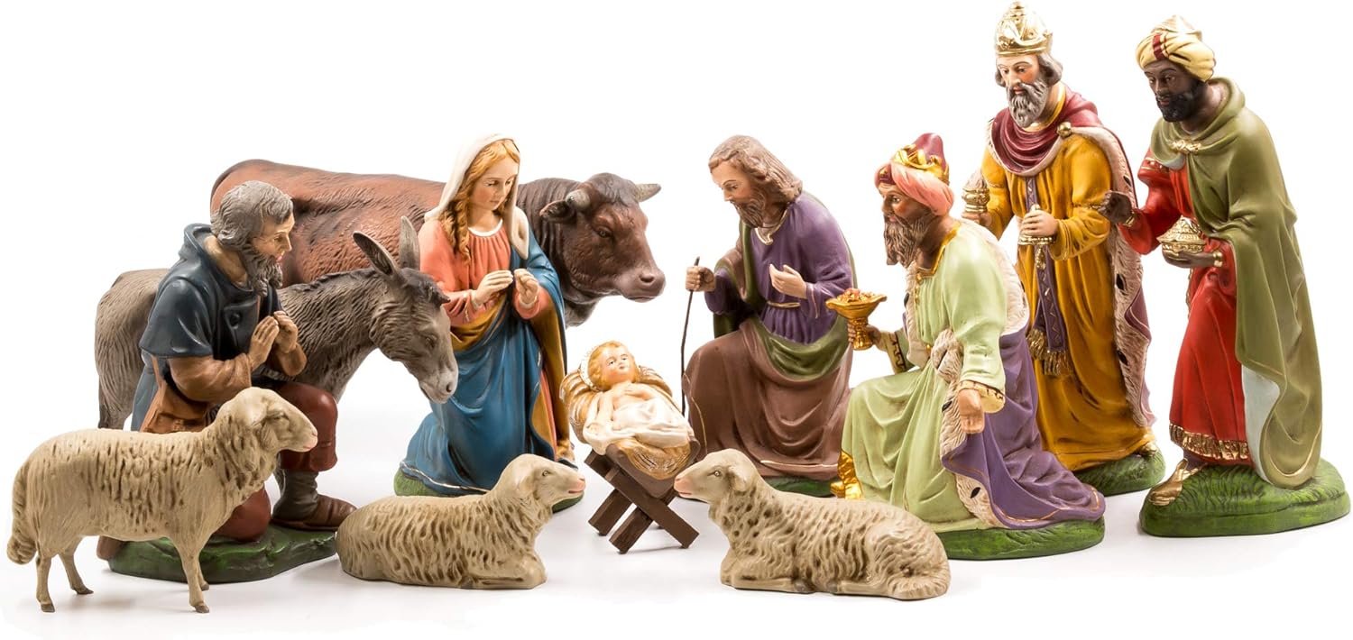 Amazon.com: MAROLIN Nativity Set, 12 pcs, to 4.5 in. Figures with ...