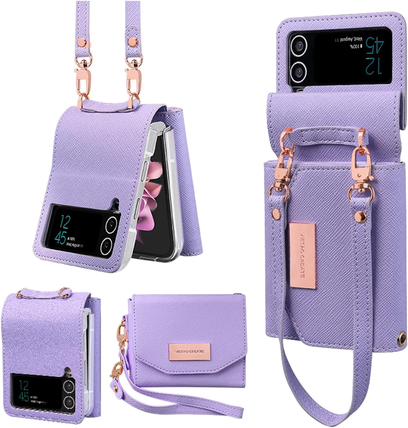 Amazon.com: XIMAND for Samsung Galaxy Z Flip 5 Wallet Case with Built ...