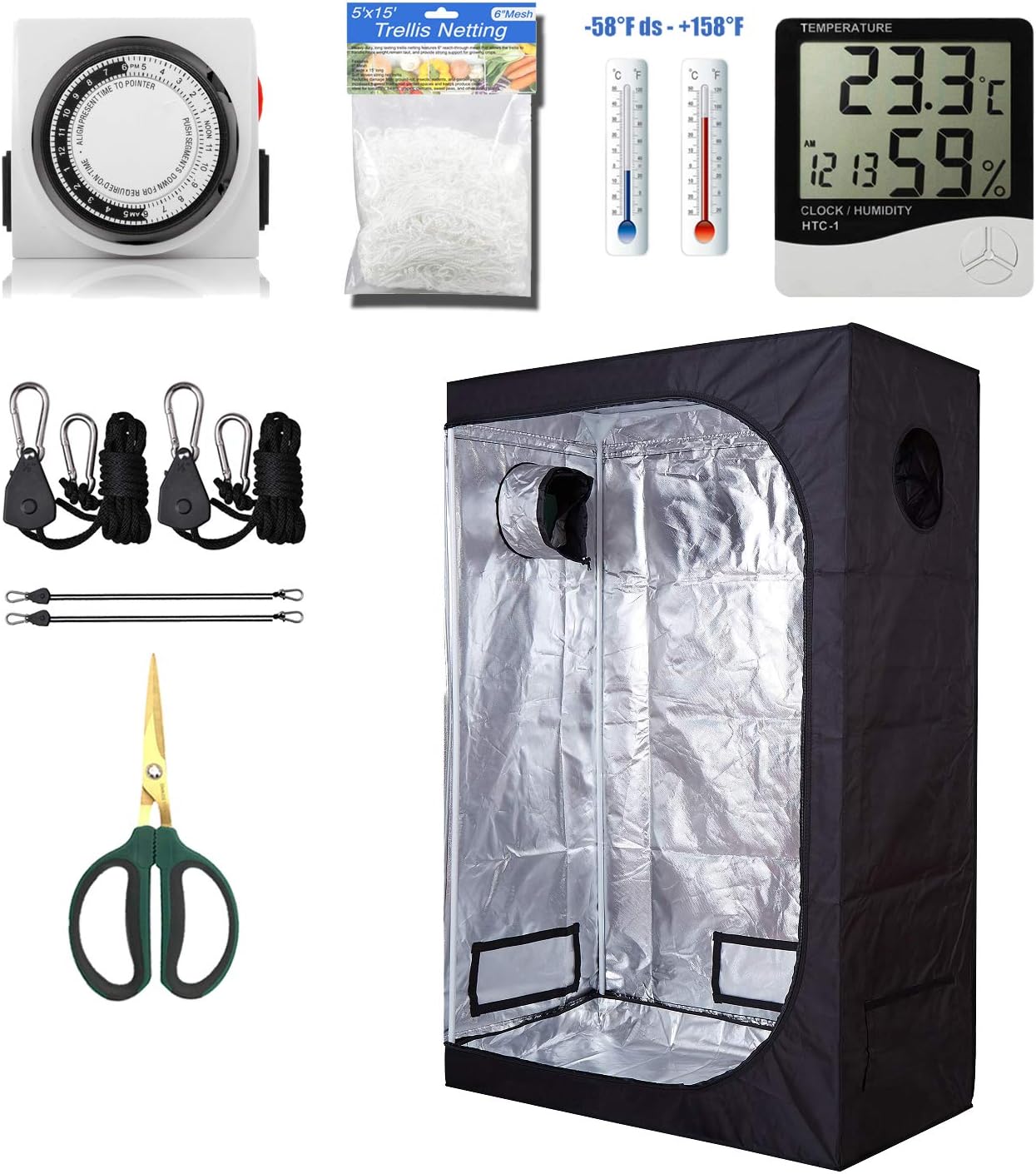 Amazon.com: GreenHouser 48''x24''x60'' Grow Tent'+Kits-High Reflection ...
