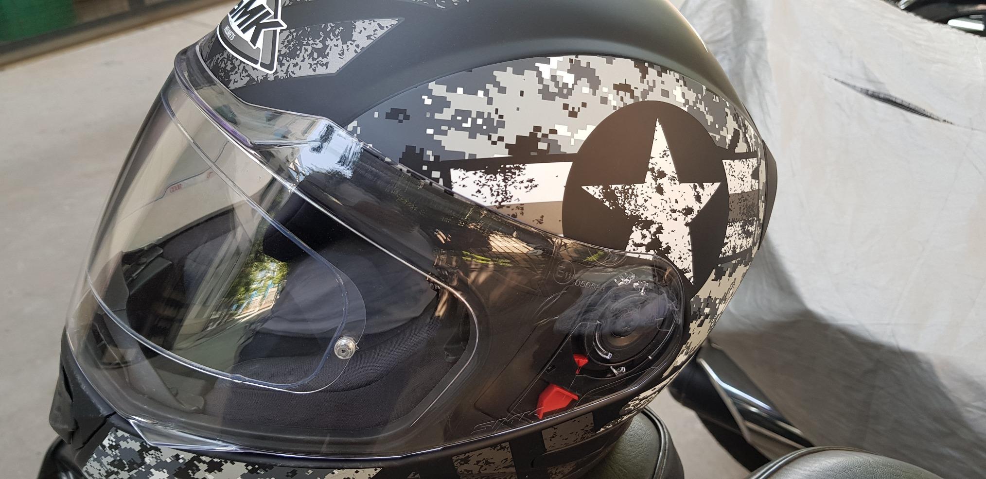 SMK MA266 Twister Captain Graphics Pinlock Fitted Full Face Helmet with ...