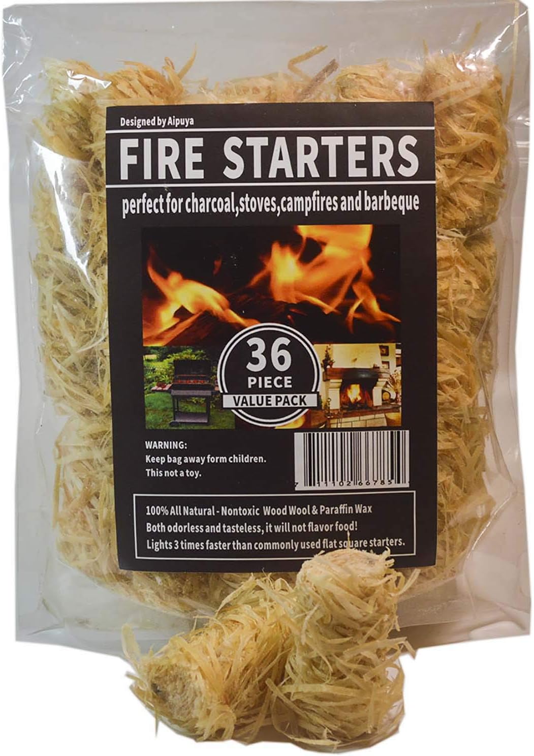 Amazon.com : 100% Natural Charcoal Fire Starters Super Fast Lighting ...