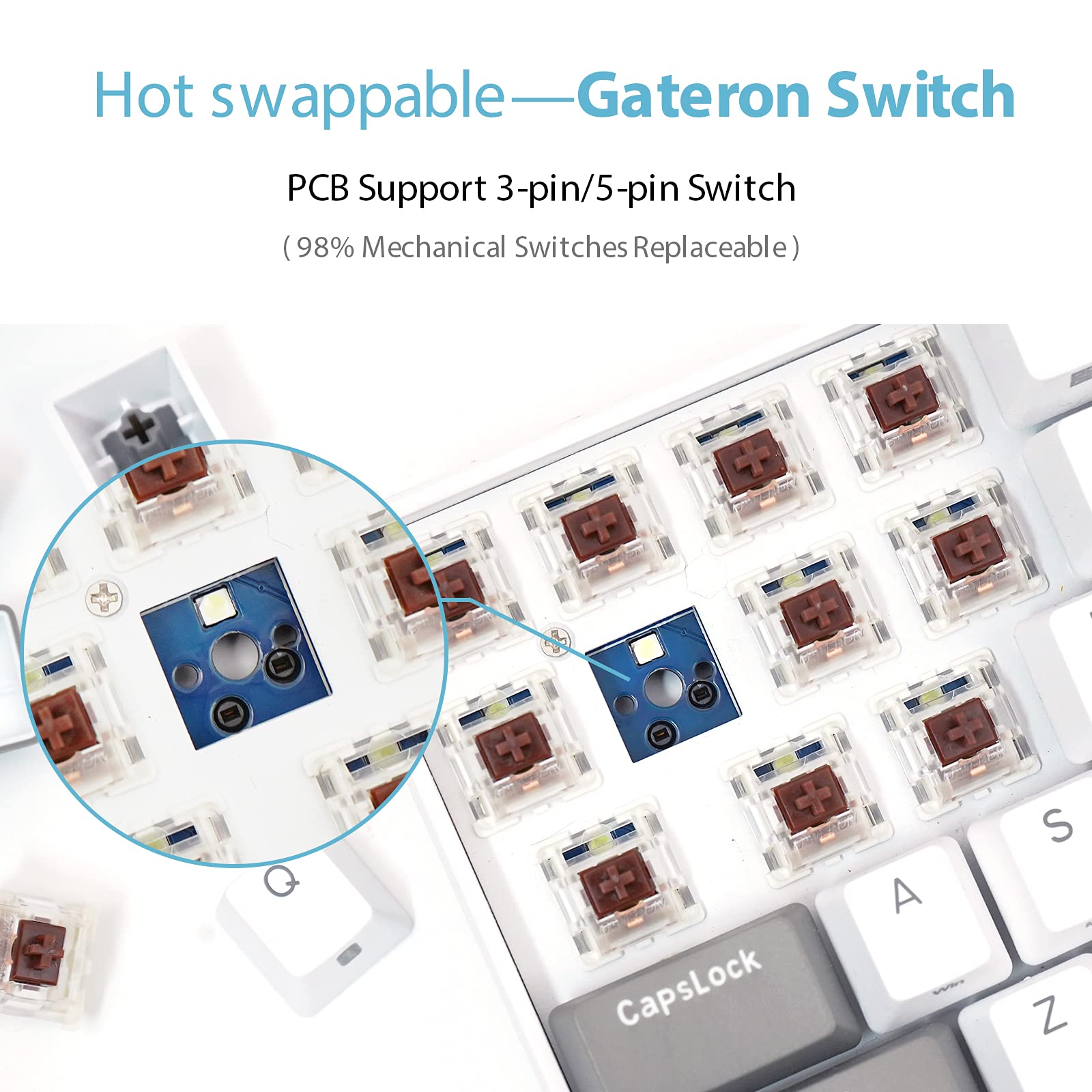 RK ROYAL KLUDGE RK100 Wireless Mechanical Keyboard, Bluetooth5.1/2.4G ...