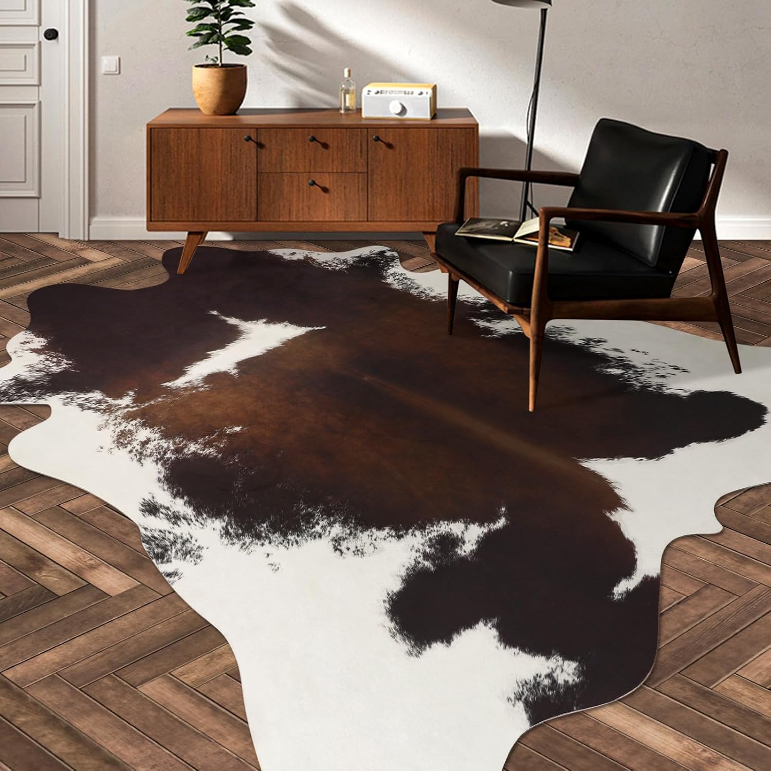 Amazon.com: Zedrew Faux Cowhide Rugs, 5.2x6.2 Feet Large Cow Print Area ...