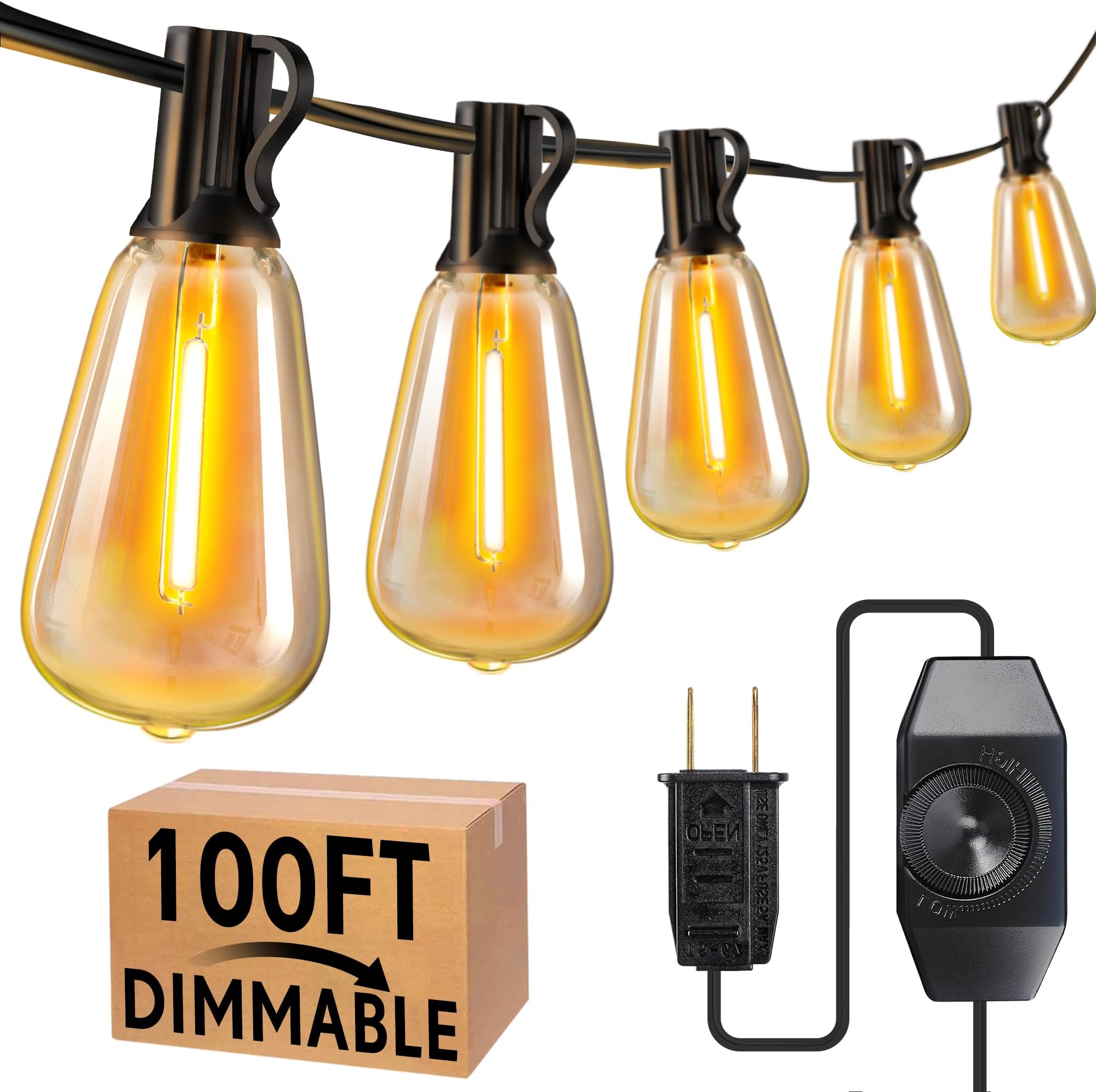 Yuusei Outdoor String Lights with Remote, 200ft Dimmable Patio Lights ...