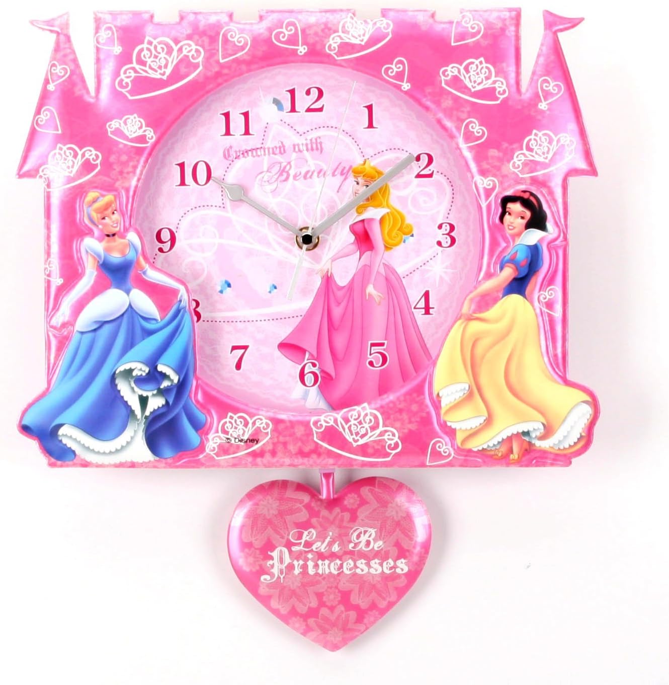 Disney Princess Pendulum Wall Clock - Pink Castle Style : Amazon.co.uk ...