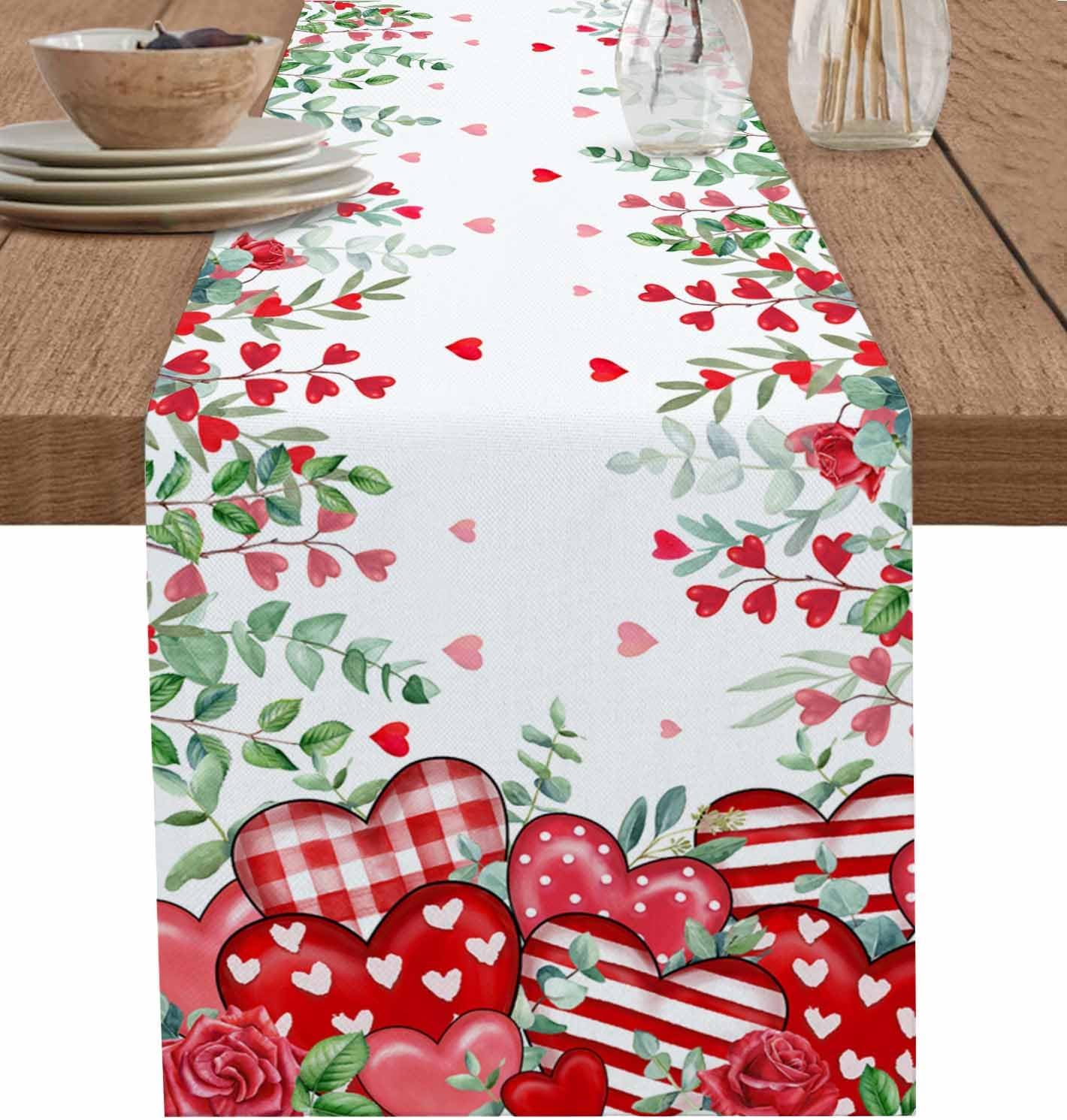 Amazon.com: Valentines Day Table Runner, Red Pink Love Table Runners ...