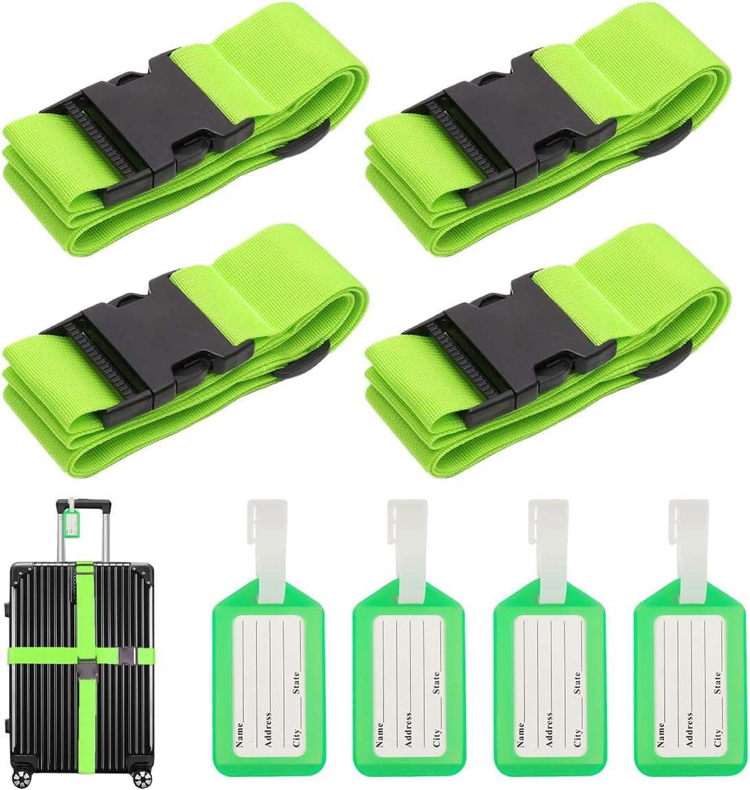 Vinabo 4pcs Sangles de Bagage Réglables avec Boucle, Ceinture Valise ...