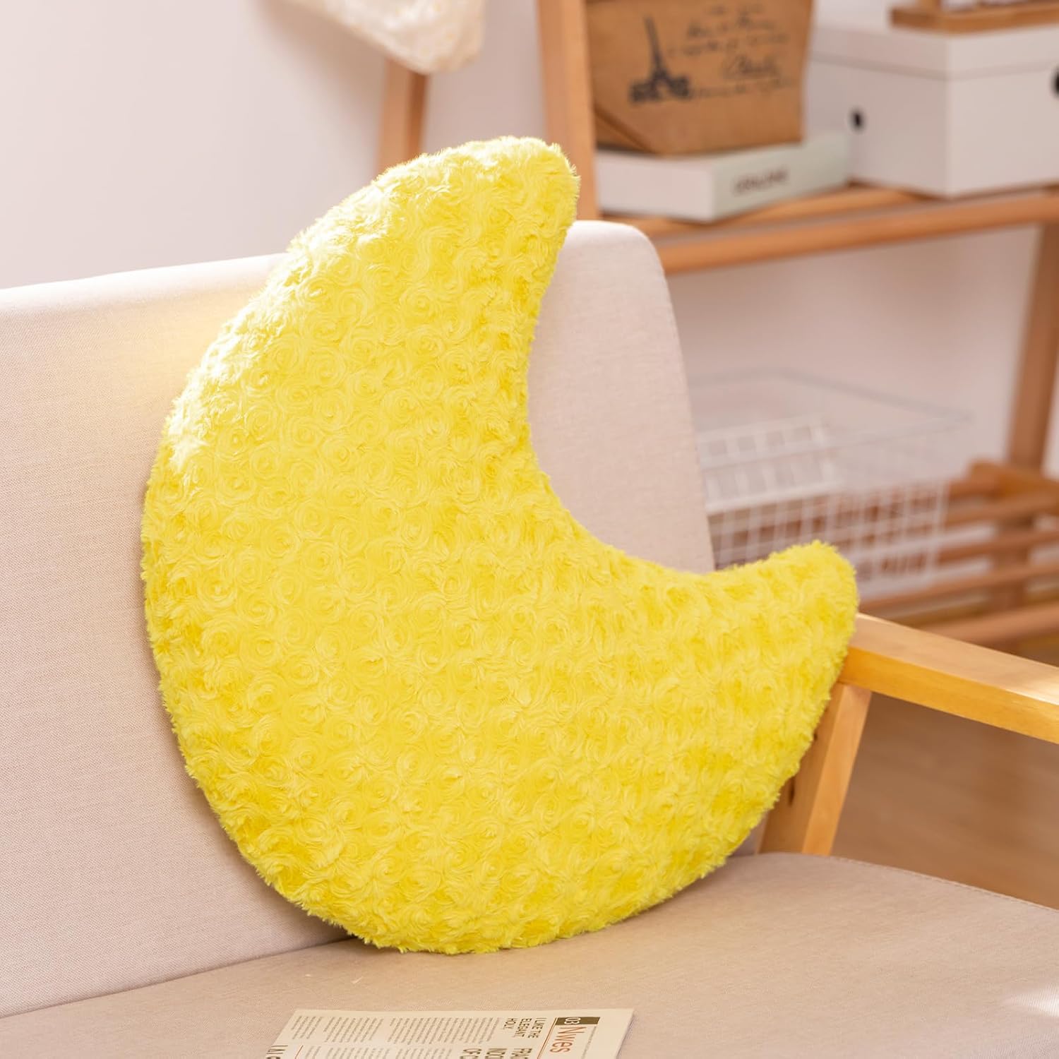 Amazon.com: ZCNYCLAM Moon Pillow, Moon Shaped Pillow with Soft Faux Fur ...