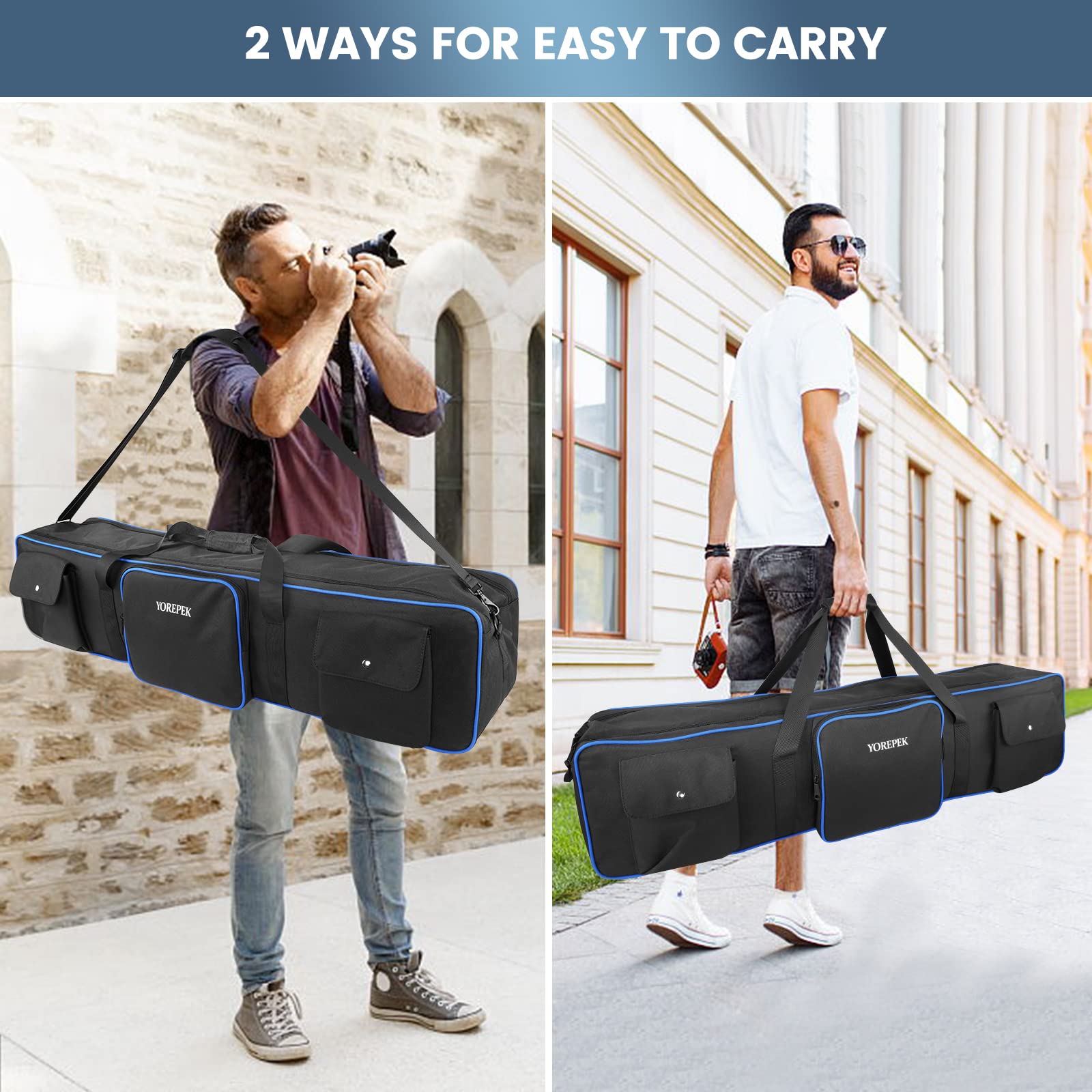 YOREPEK Tripod Carrying Case Bag 40.5", Durable Light Stand Bag with 2 ...