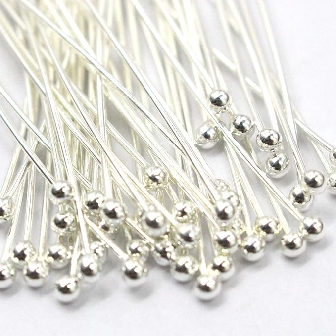 Amazon.com: Tacool Real 925 Sterling Silver Head Pins for Gemstone ...