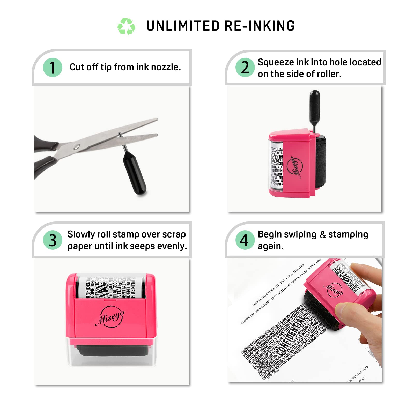 Snapklik.com : Miseyo Wide Roller Stamp Identity Theft Stamp 1.5 Inch ...