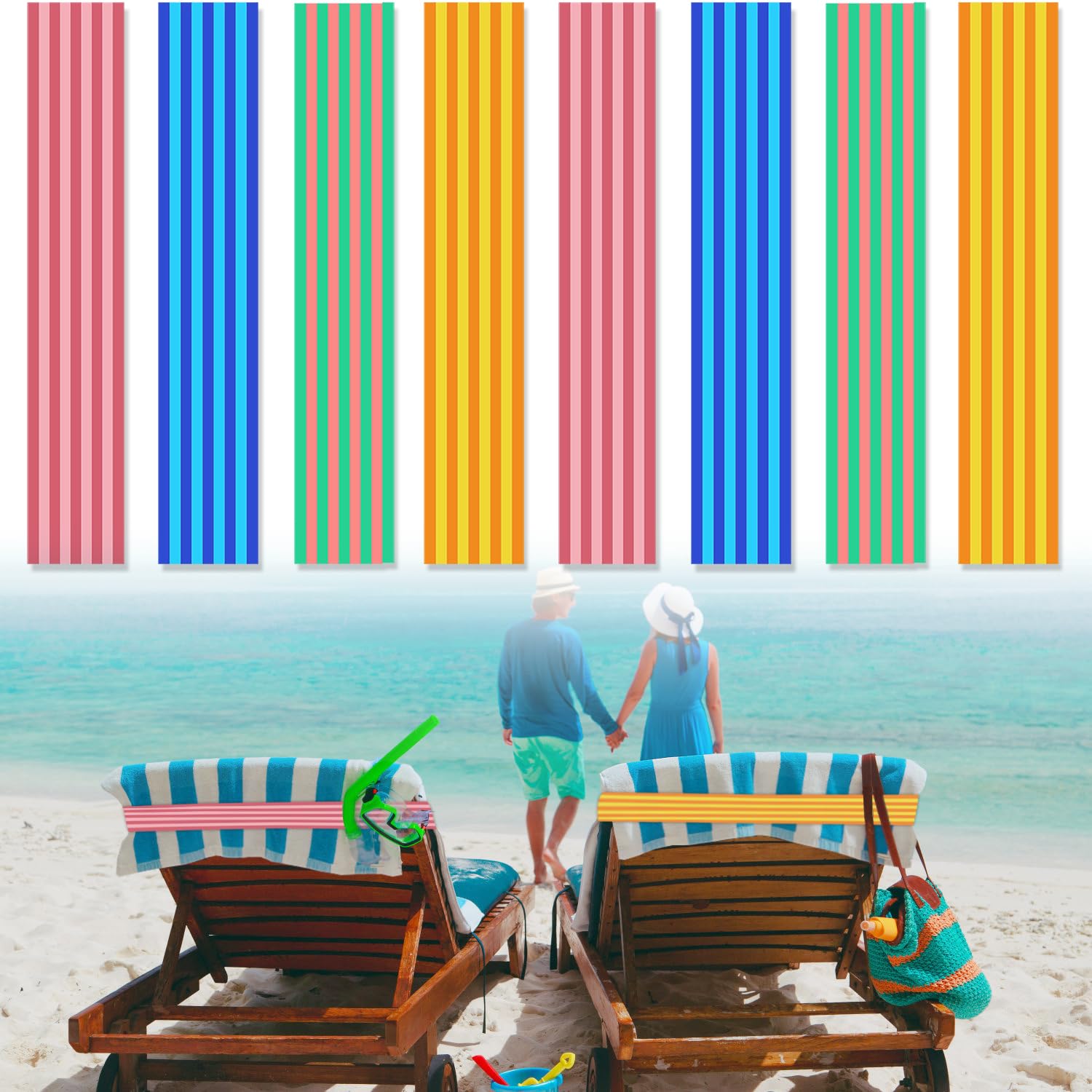 8Pcs Towel Bands for Beach Chairs HADEEONG Towel Clips Elastic Towel ...