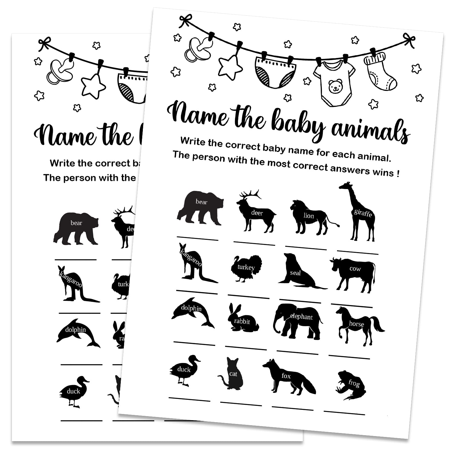 Amazon.com: Baby Shower Game, Name The Baby Animal Baby Shower Game ...